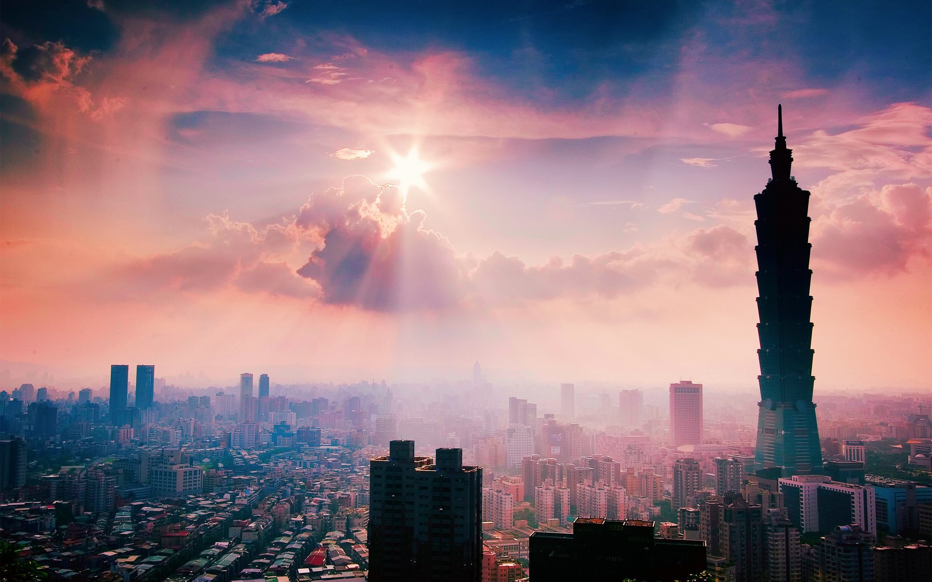Taipei Skyline Radiance: Stunning Man-Made Urban HD Wallpaper