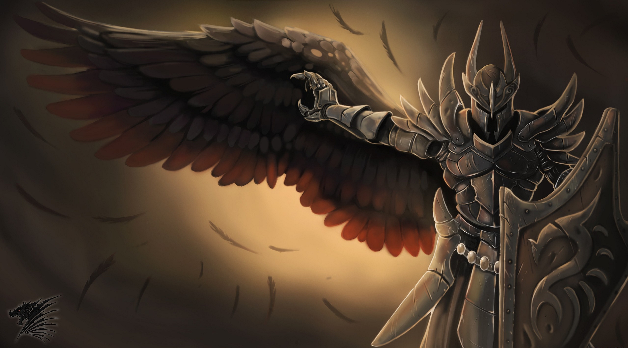 Dark Winged Knight: Epic Fantasy HD Wallpaper by Jorge Montiel Peniche