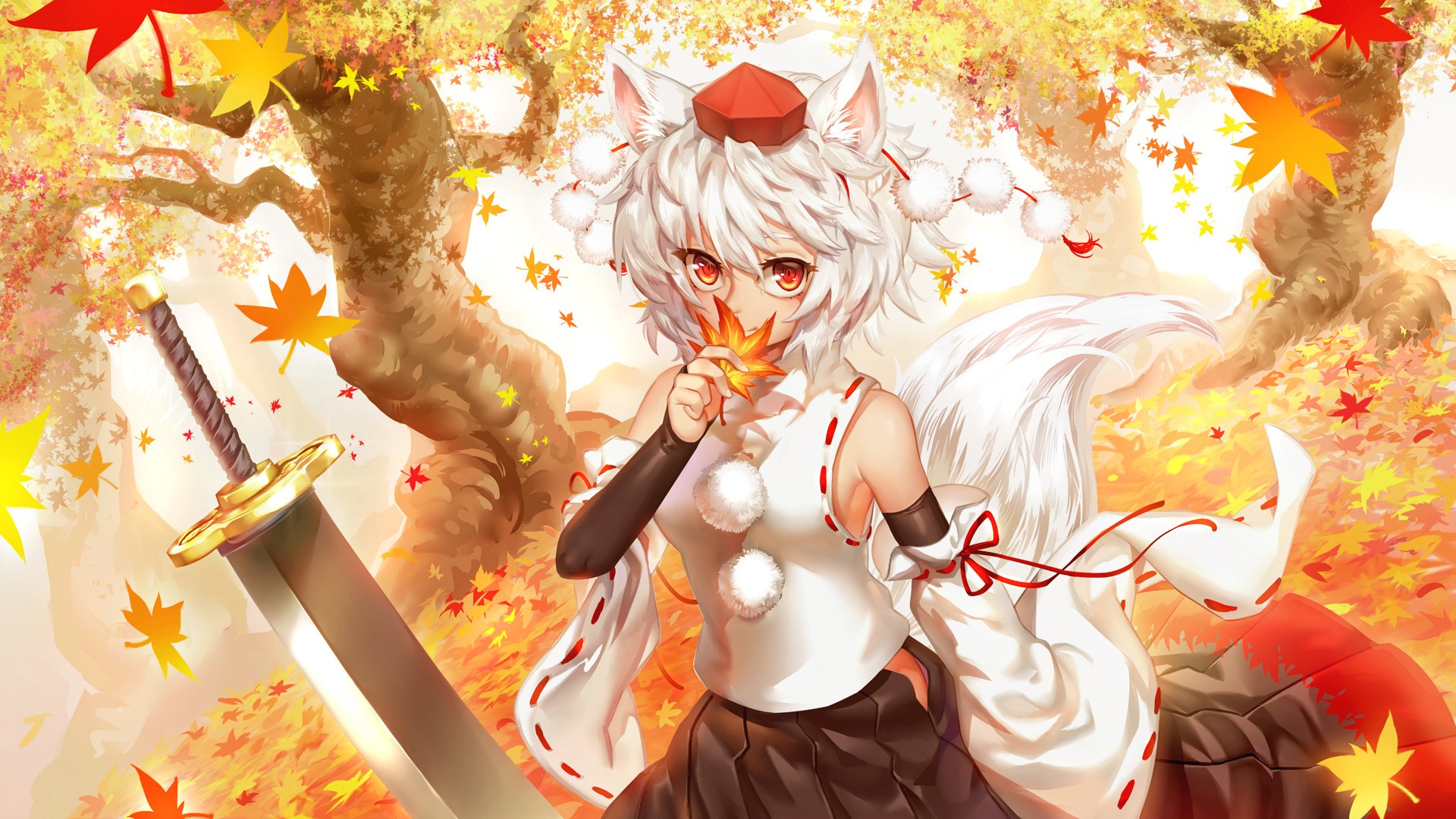 Download Momiji Inubashiri Leaf Fall Tree Sword Anime Touhou Autumn ...