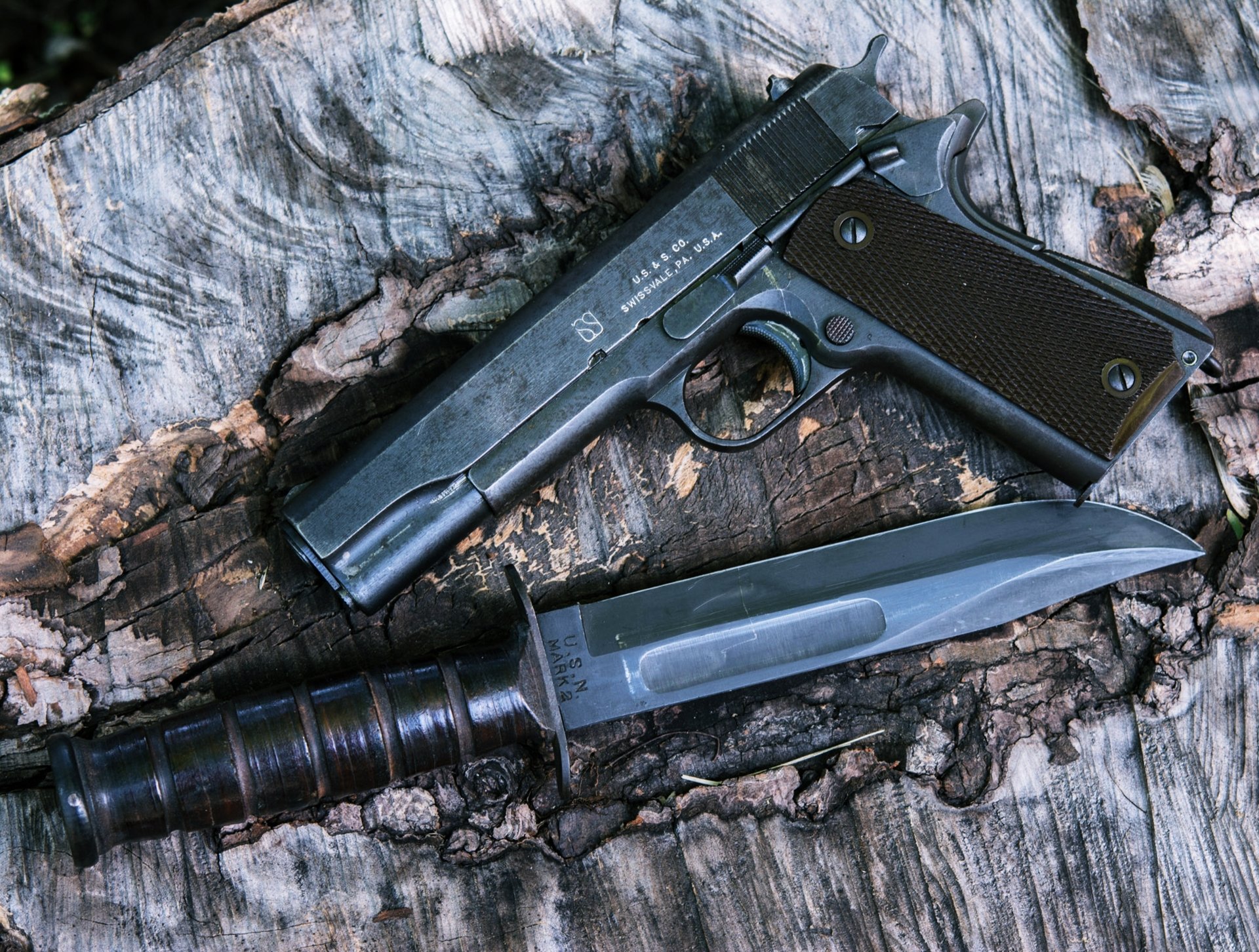 Union Switch & Signal 1911 Pistol and Tactical Knife – 4K Ultra HD ...