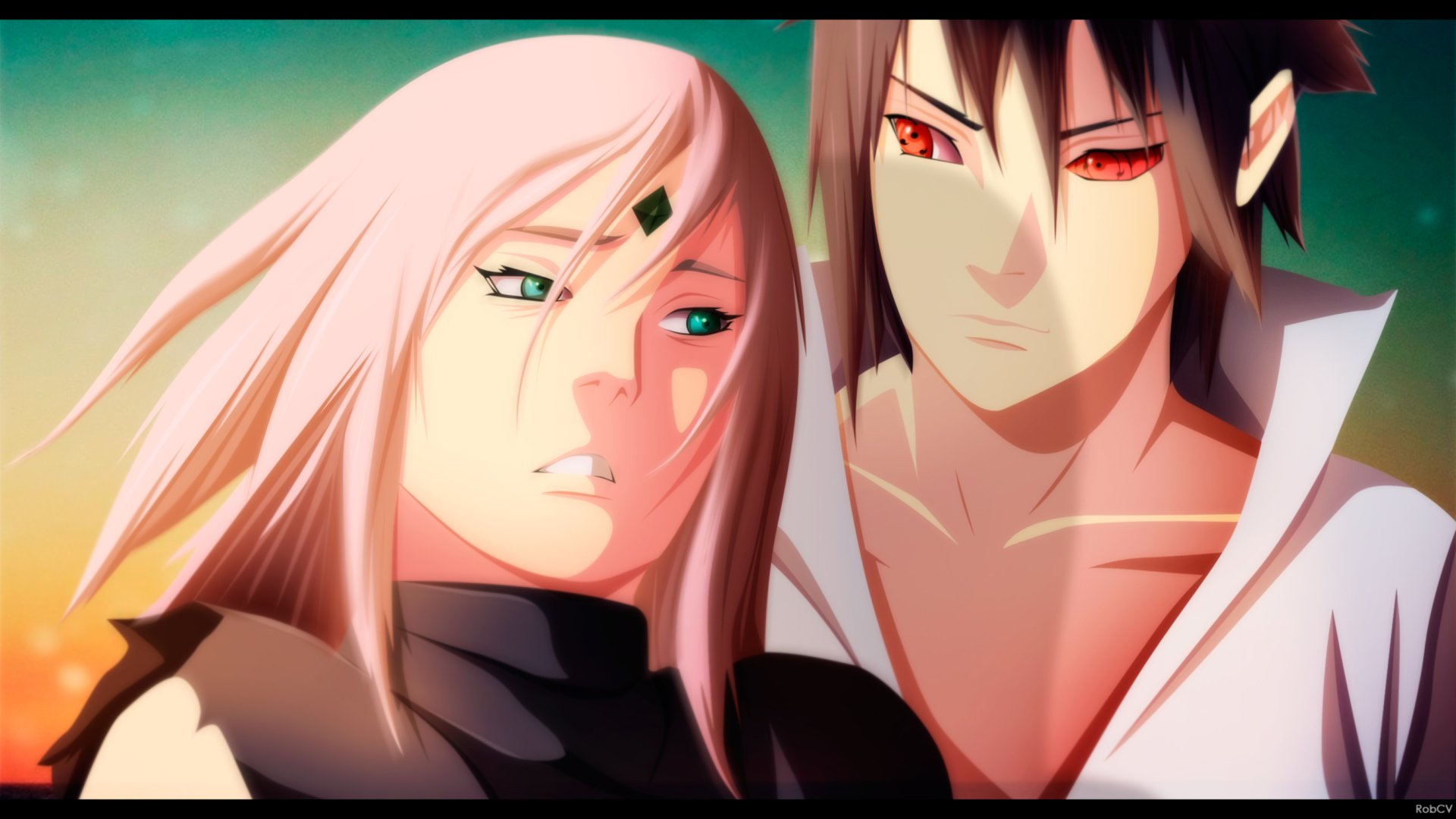 Sakura and Sasuke HD Wallpaper - Rinnegan & Sharingan by Robin Chuquital