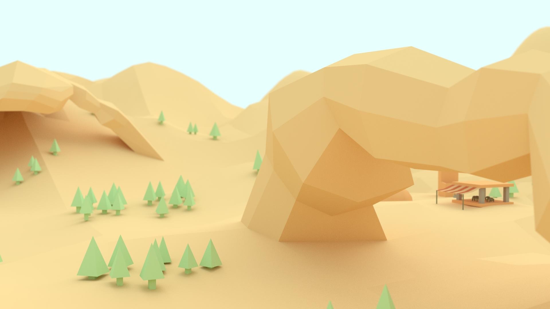 Download Desert Low Poly CGI 3D Artistic Nature HD Wallpaper