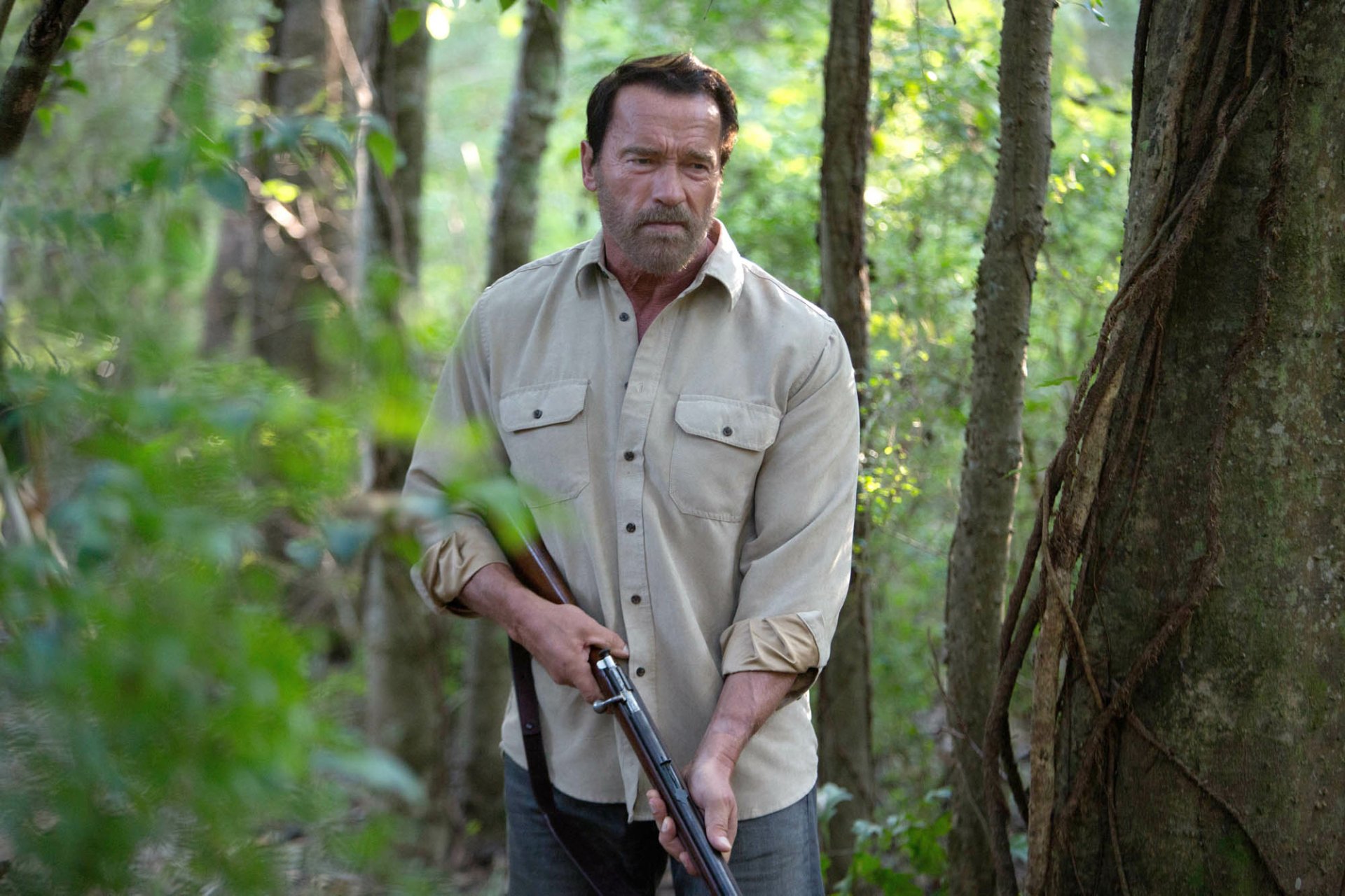 Maggie (2015) HD Movie Wallpaper: Intense Forest Hunt Scene