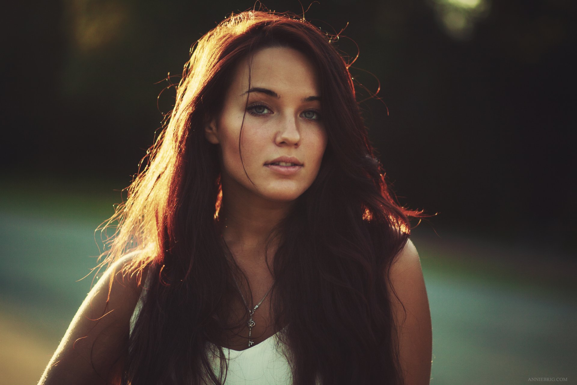 Download Brunette Green Eyes Woman Model Hd Wallpaper By Annie Brig