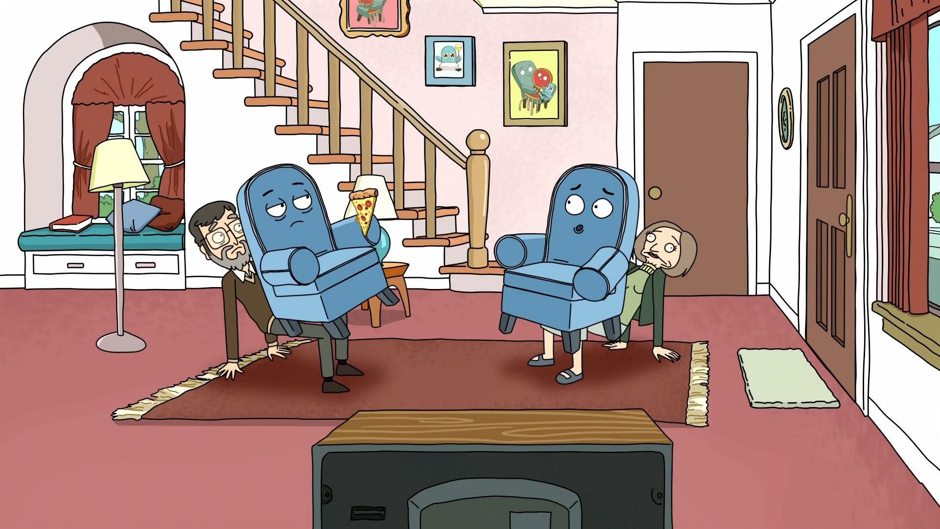Rick and Morty HD Wallpaper: Iconic TV Show Couch Chaos Scene ...