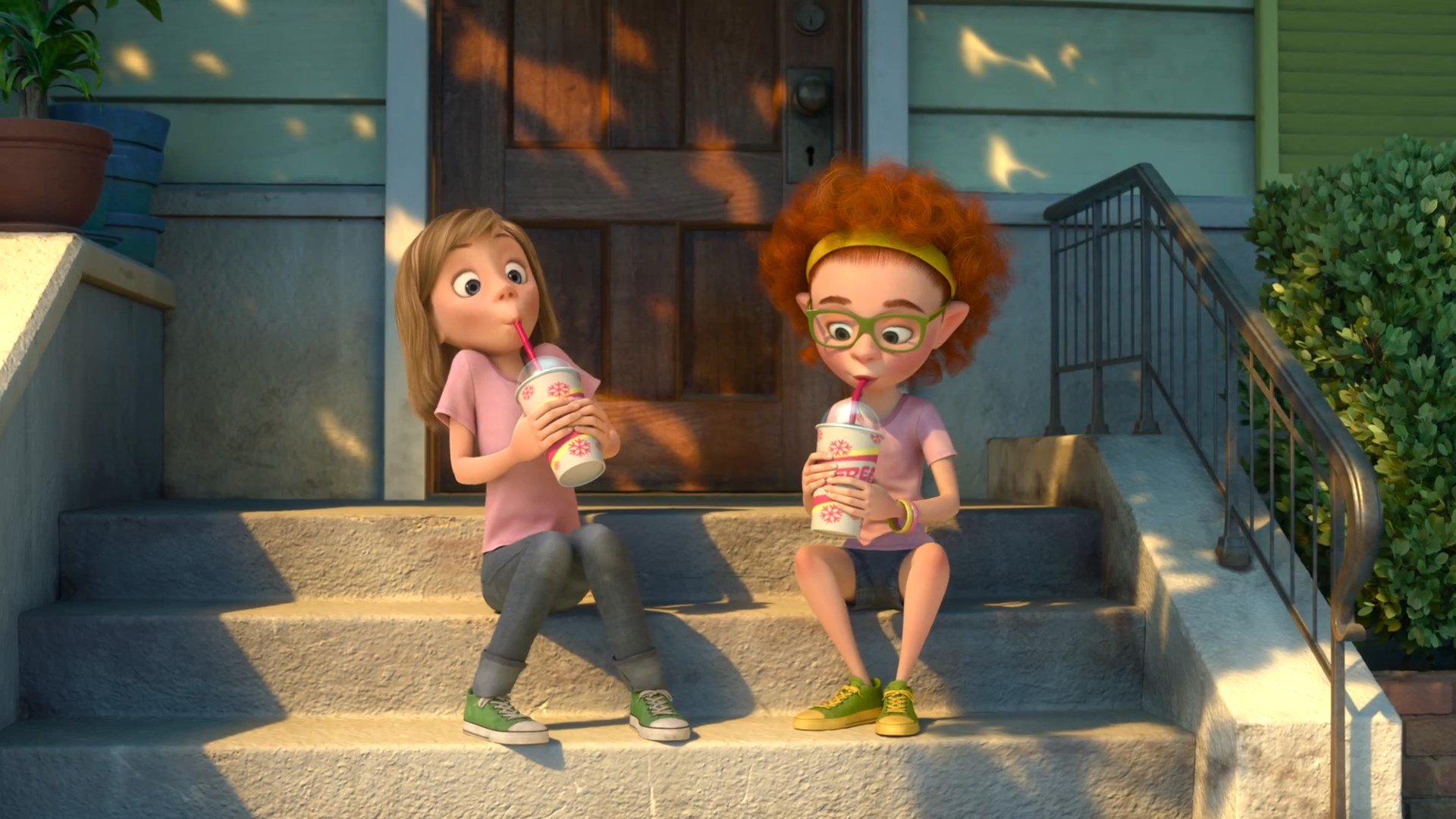 Inside Out HD Wallpaper: Riley’s Fun Moment on the Steps