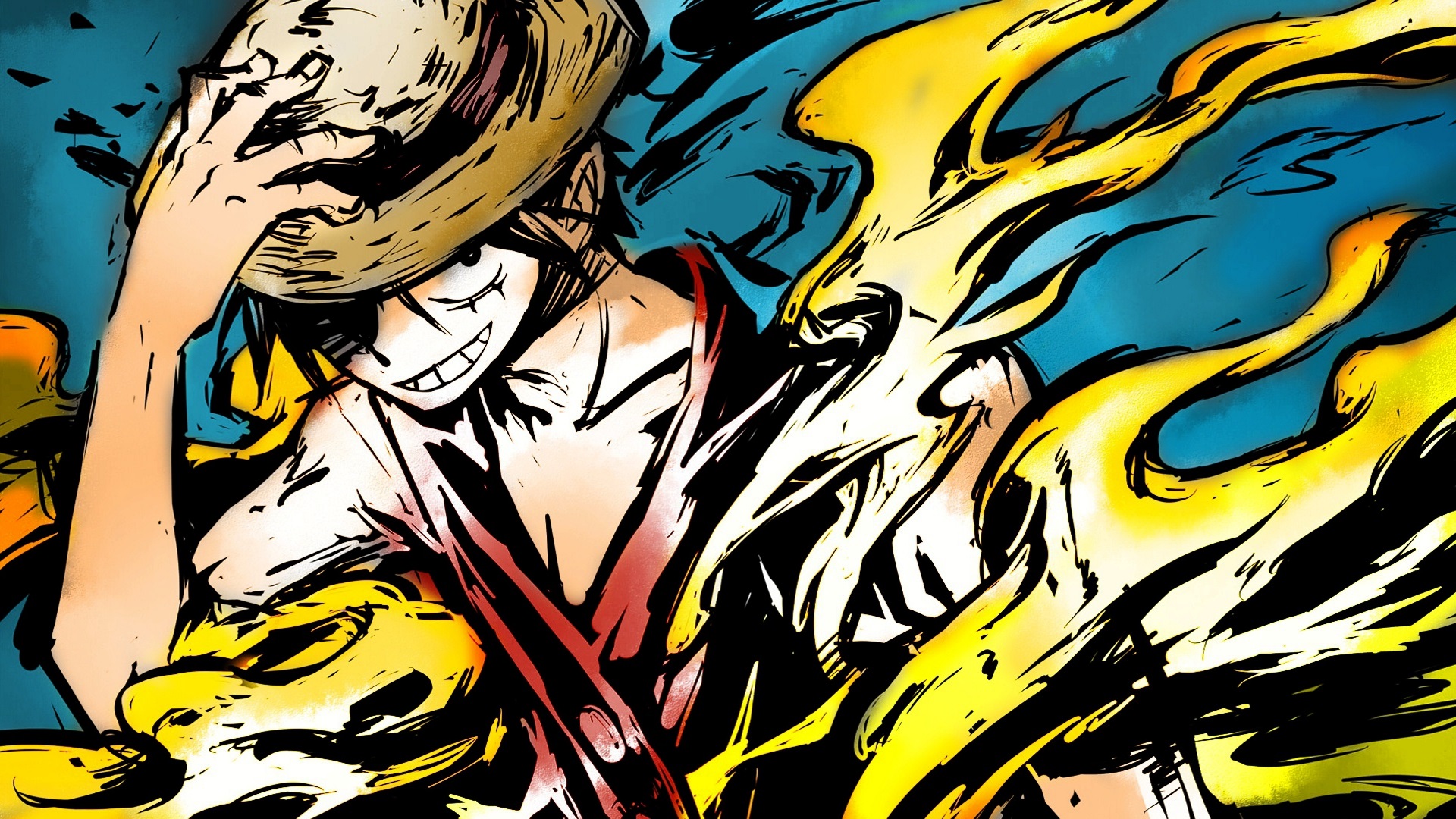 One Piece HD: Monkey D. Luffy’s Fiery Anime Adventure Wallpaper