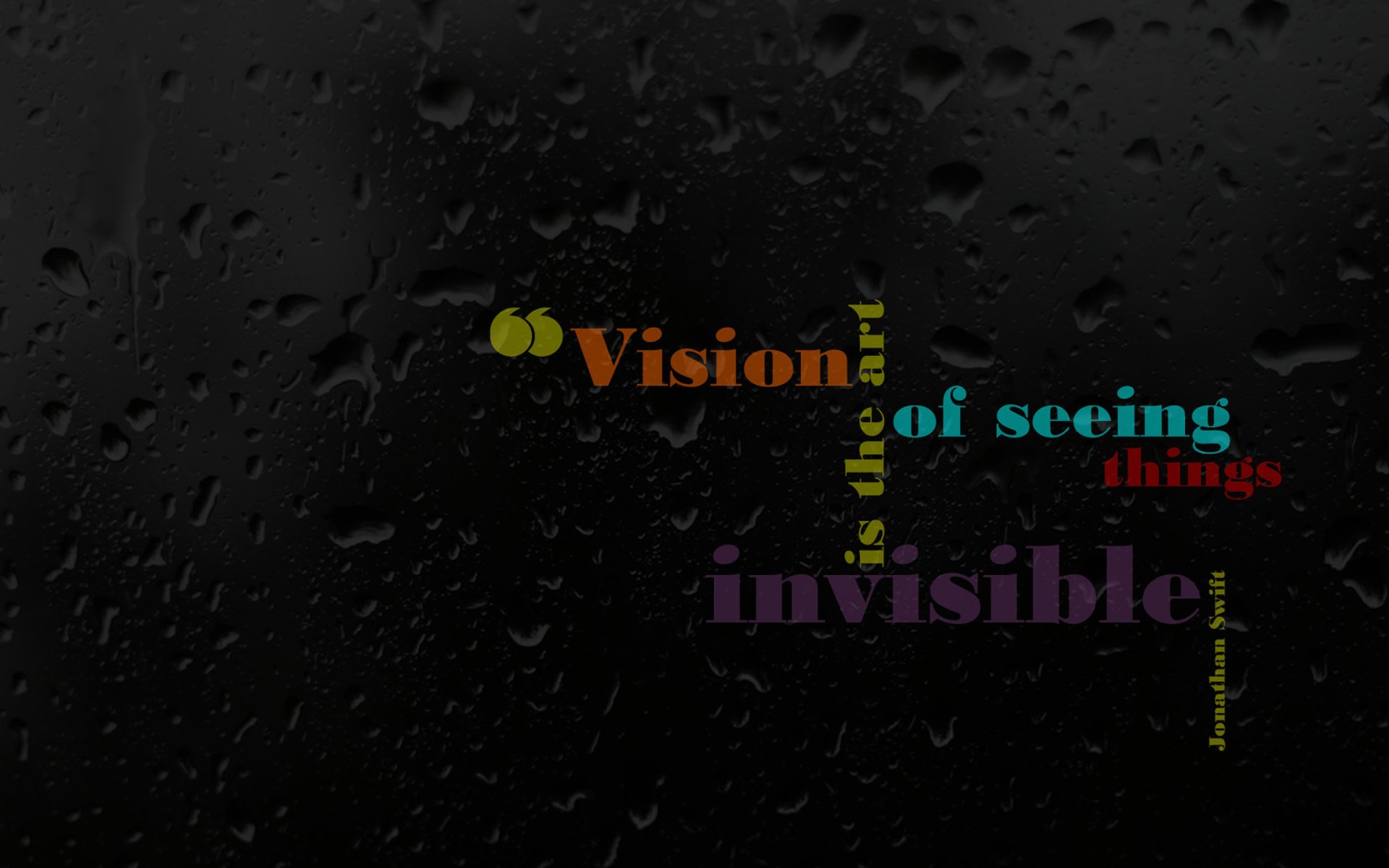 Inspirational Vision Quote HD Wallpaper with Water Drops