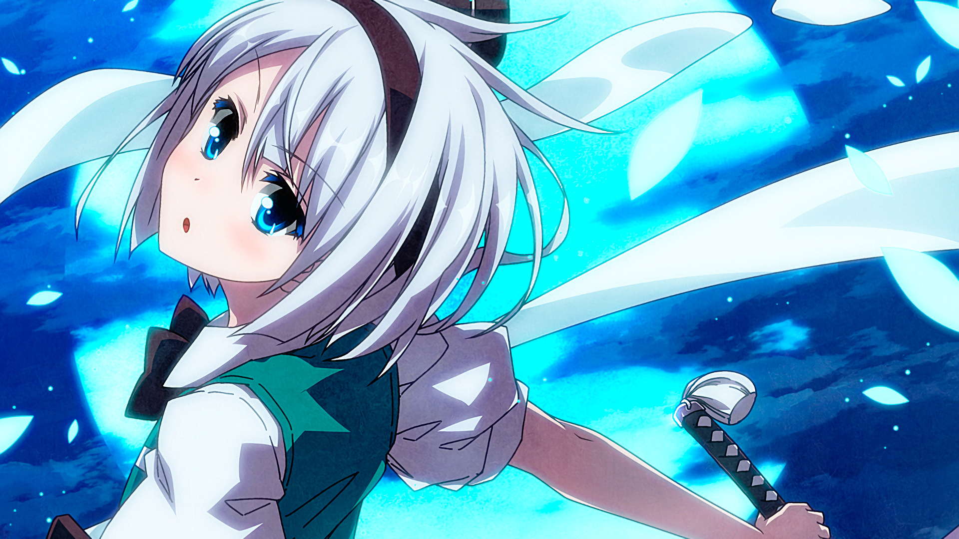 Youmu Konpaku Stunning HD Anime Wallpaper - Touhou Spirit Warrior by さざなみみぉ