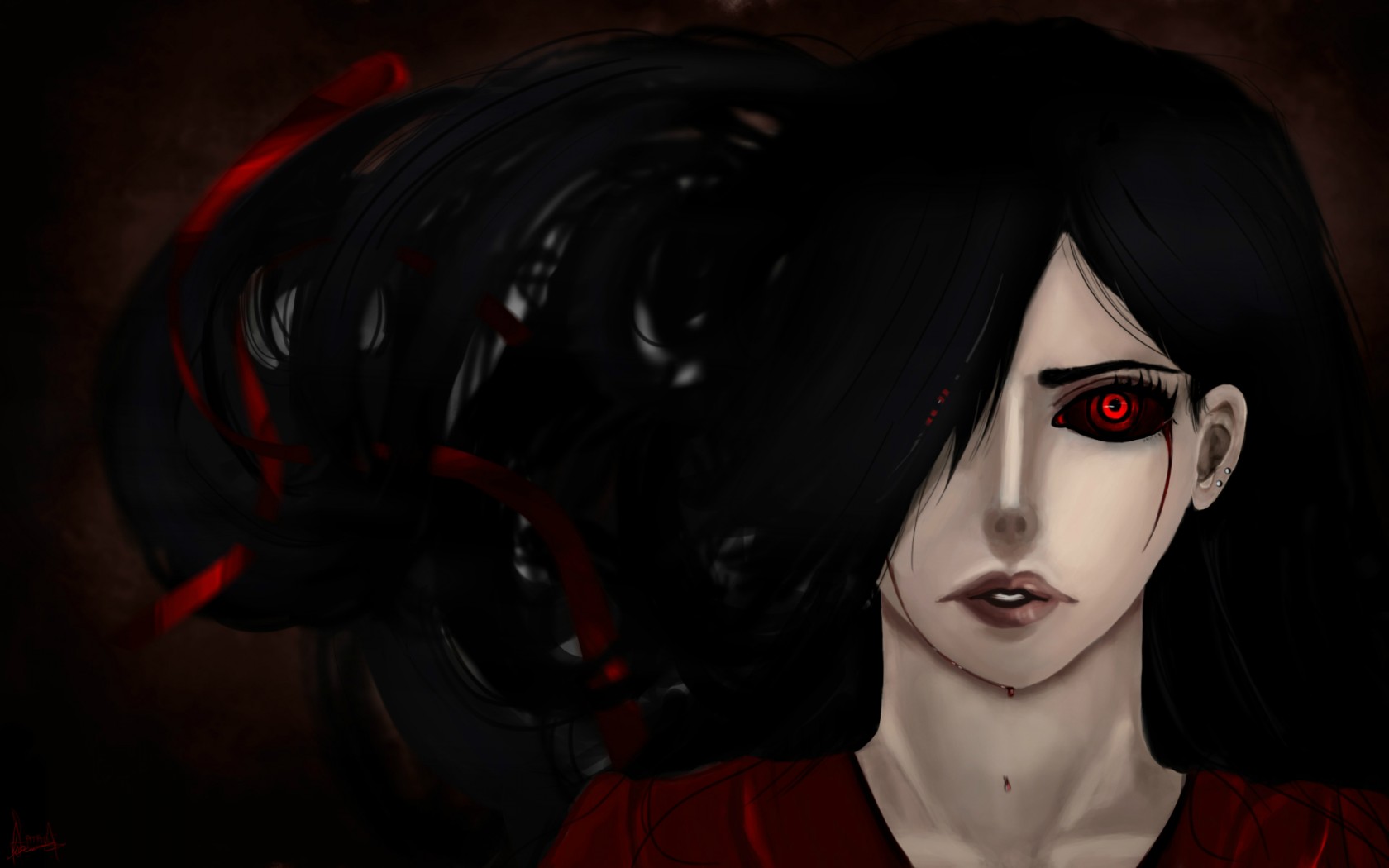 Download Dark Blood Red Vampire Woman Artistic Wallpaper by Fataliis