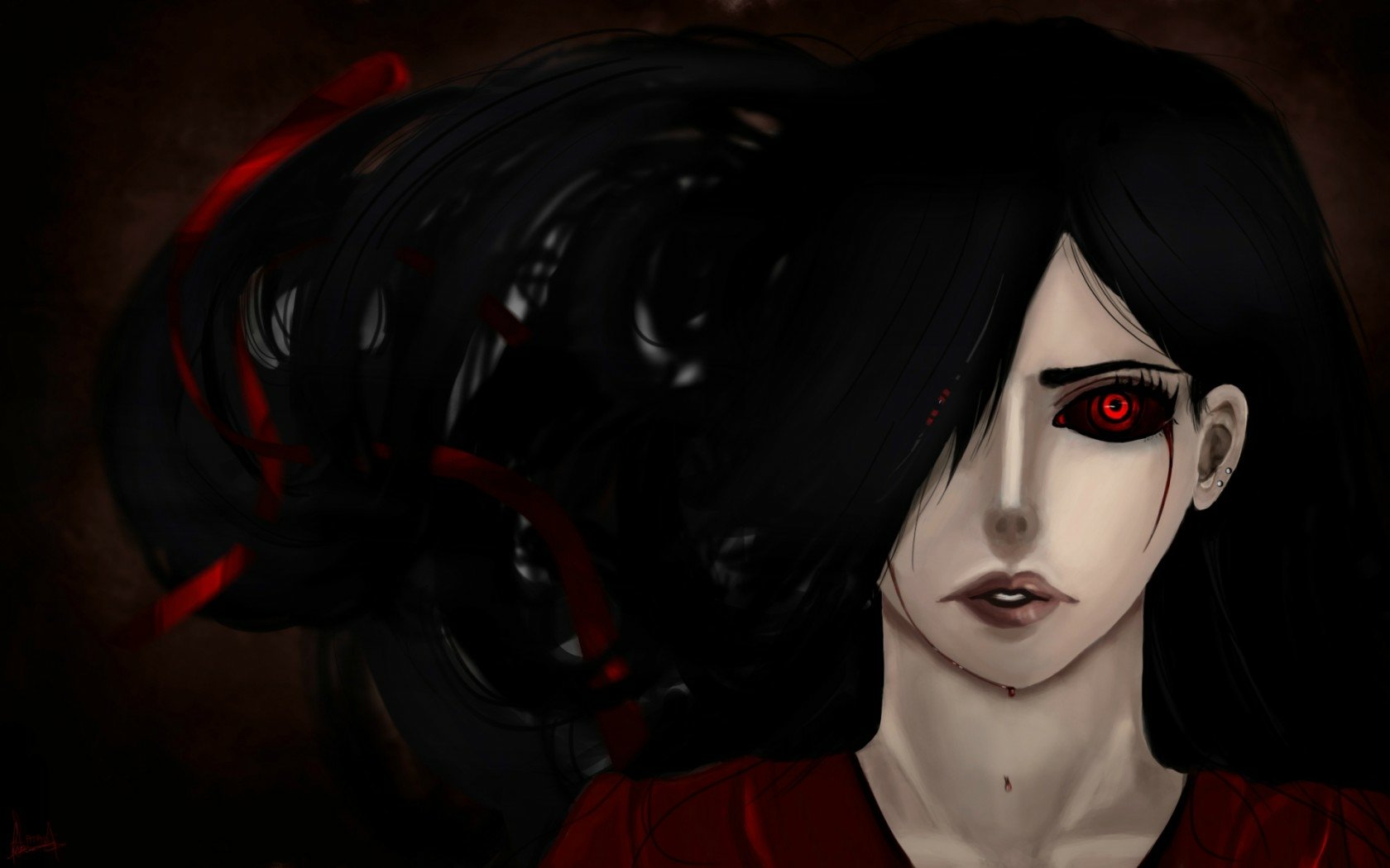 Download Dark Blood Red Vampire Woman Artistic Wallpaper by Fataliis