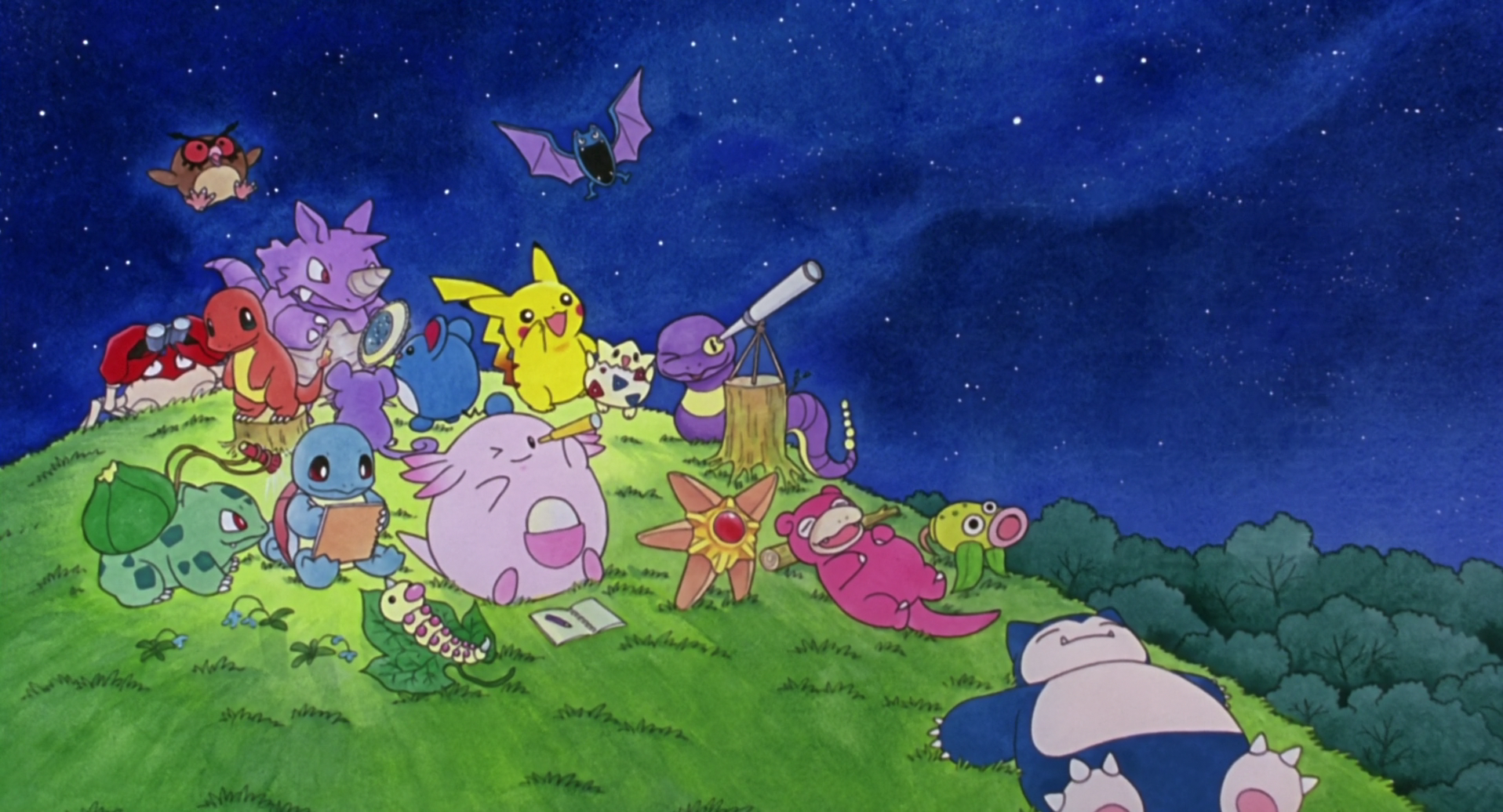 Stargazing Pokémon: HD Anime Night Adventure Wallpaper