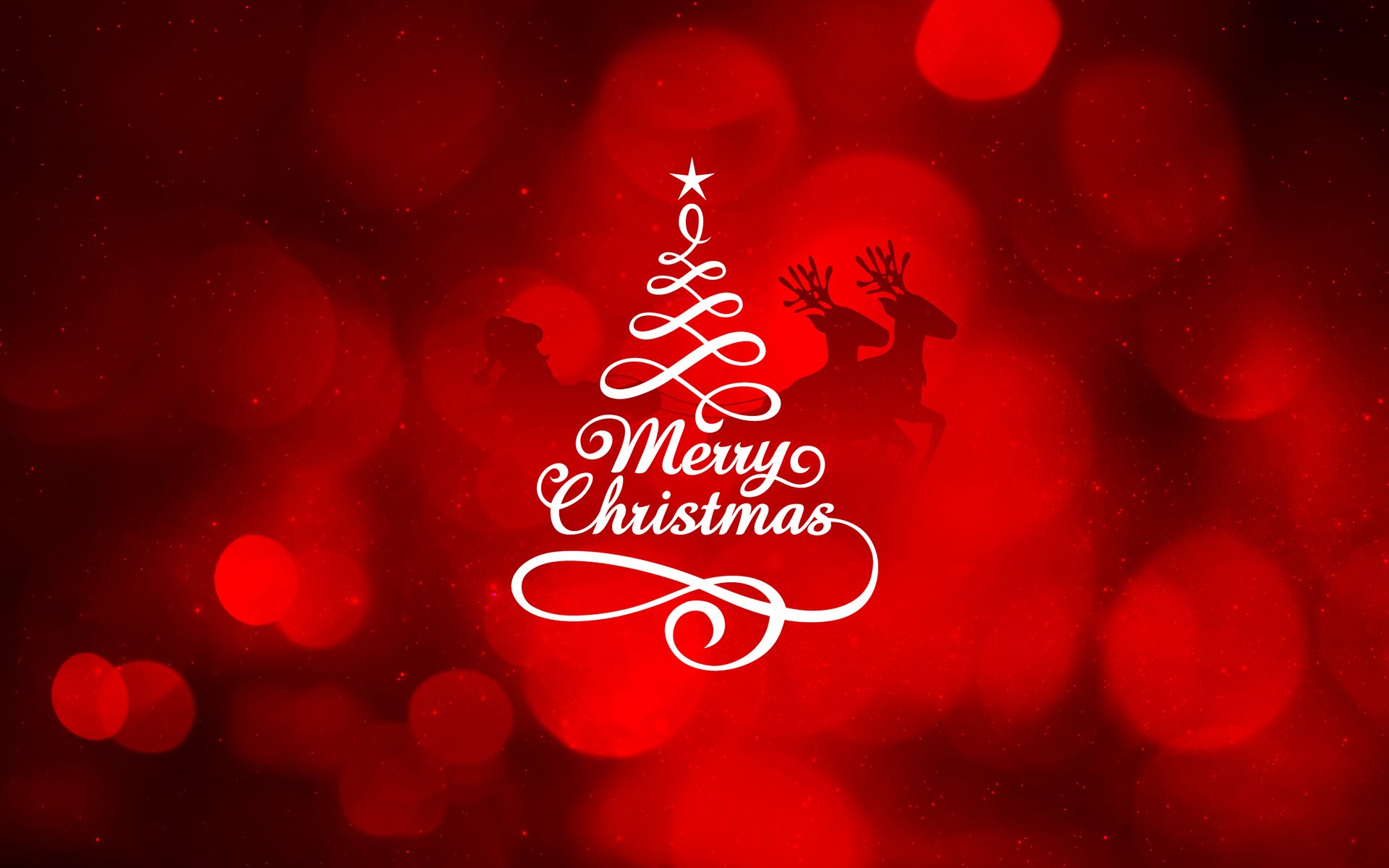 Merry Christmas Red Glow – Festive Holiday HD Wallpaper Celebration