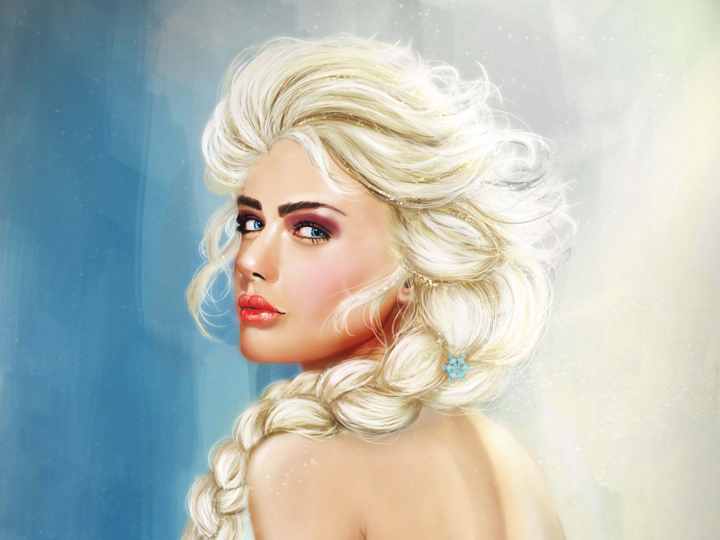 Elsa’s Ice Queen Gaze – Stunning Blonde Blue Eyes HD Frozen Wallpaper ...
