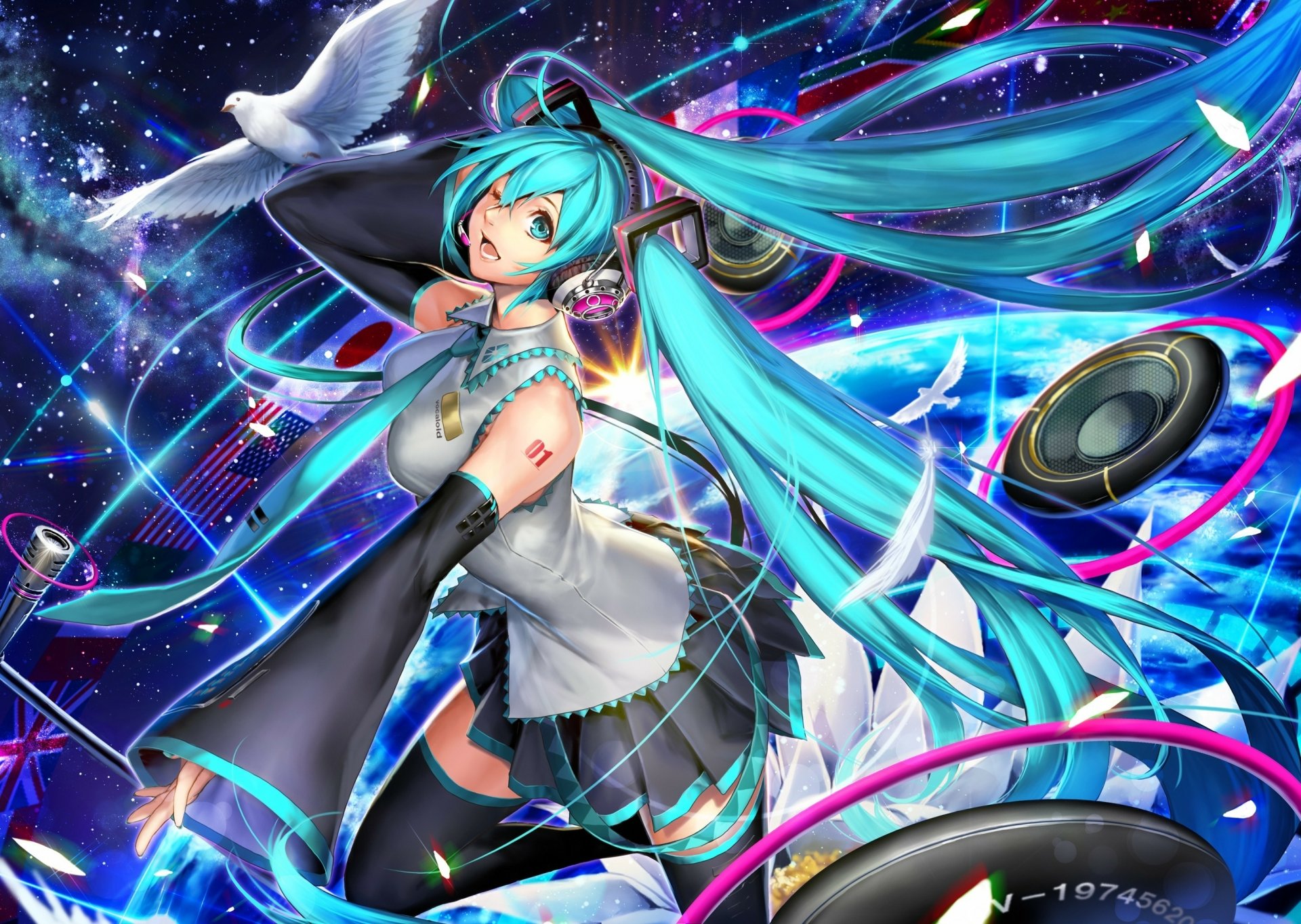 Hatsune Miku’s Vibrant Symphony: Blue Hair & Eyes in Anime Harmony HD