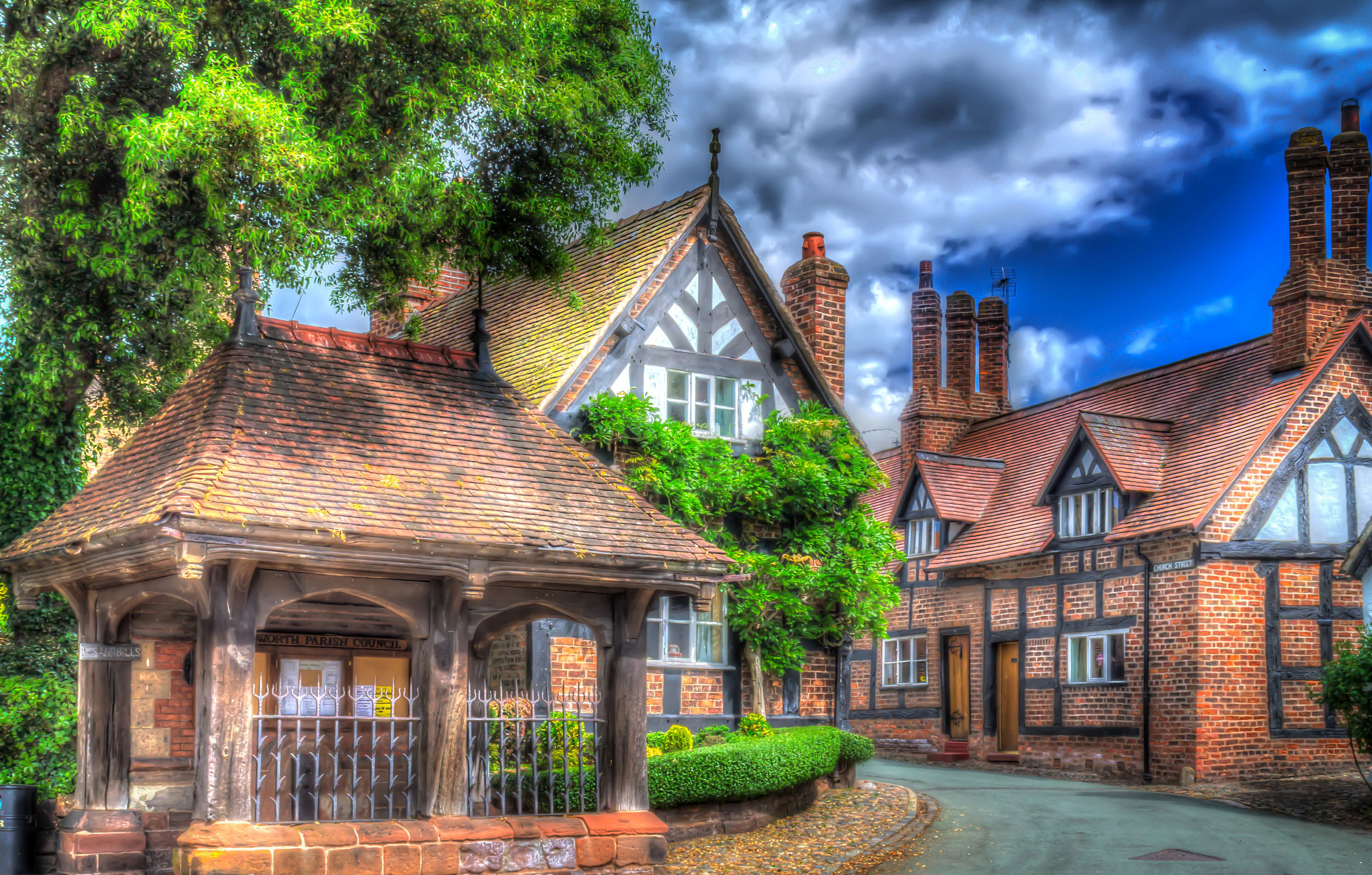 Charming Brick House on Little Budworth Street - HDR England Wallpaper