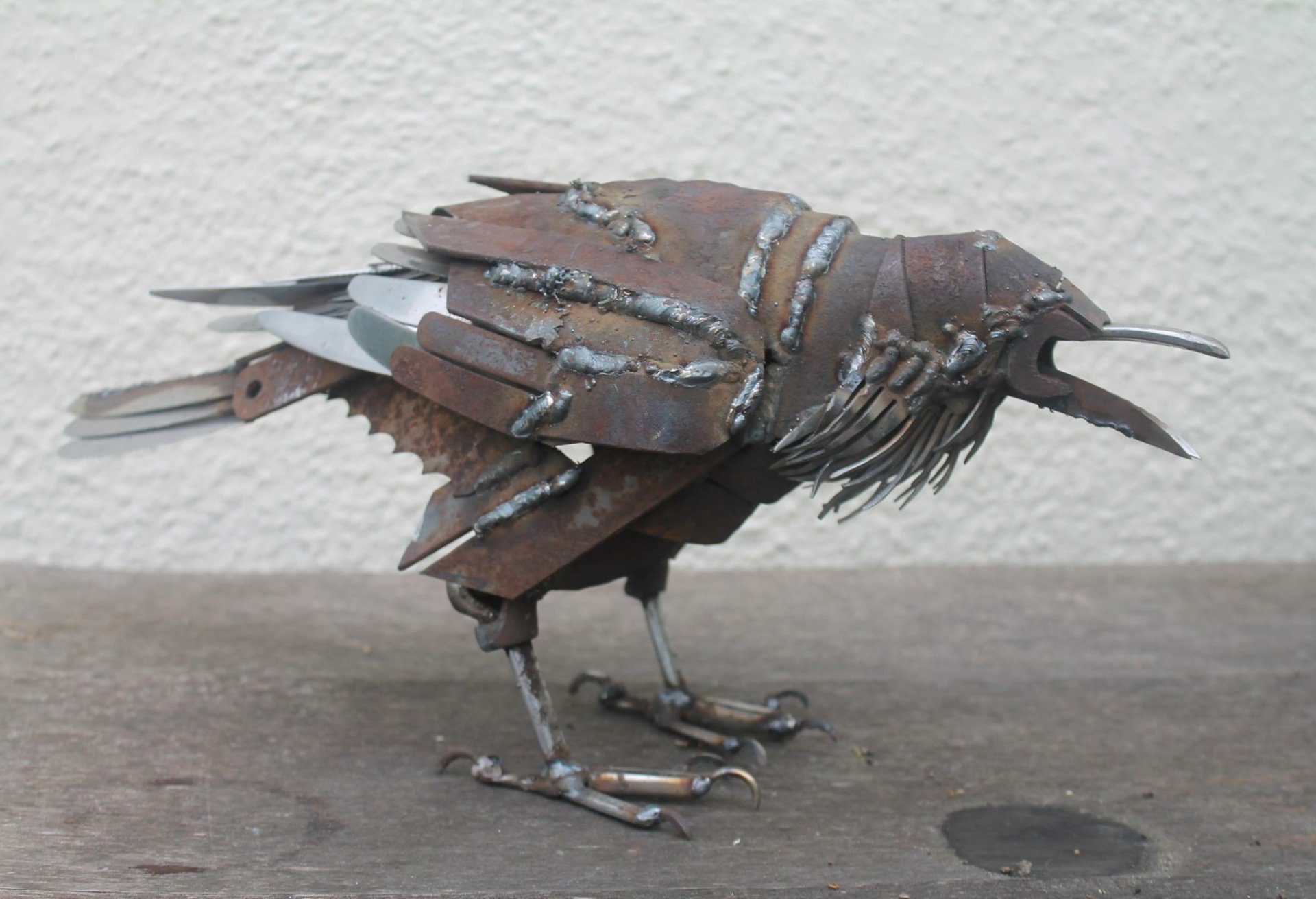 Download Crow Bird Scrap Metal Art Man Made Sculpture HD Wallpaper by ...