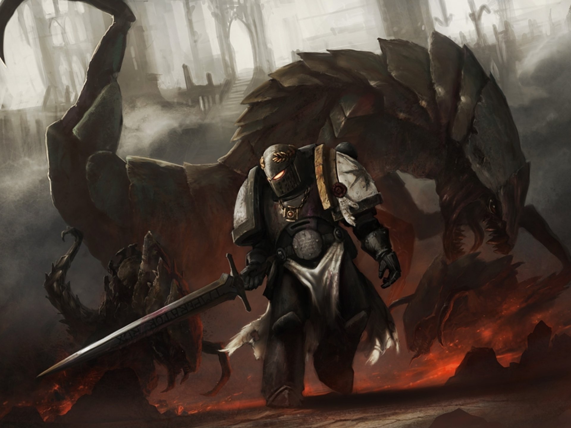 Epic Templar Warrior HD Wallpaper with Sword and Creature from ...