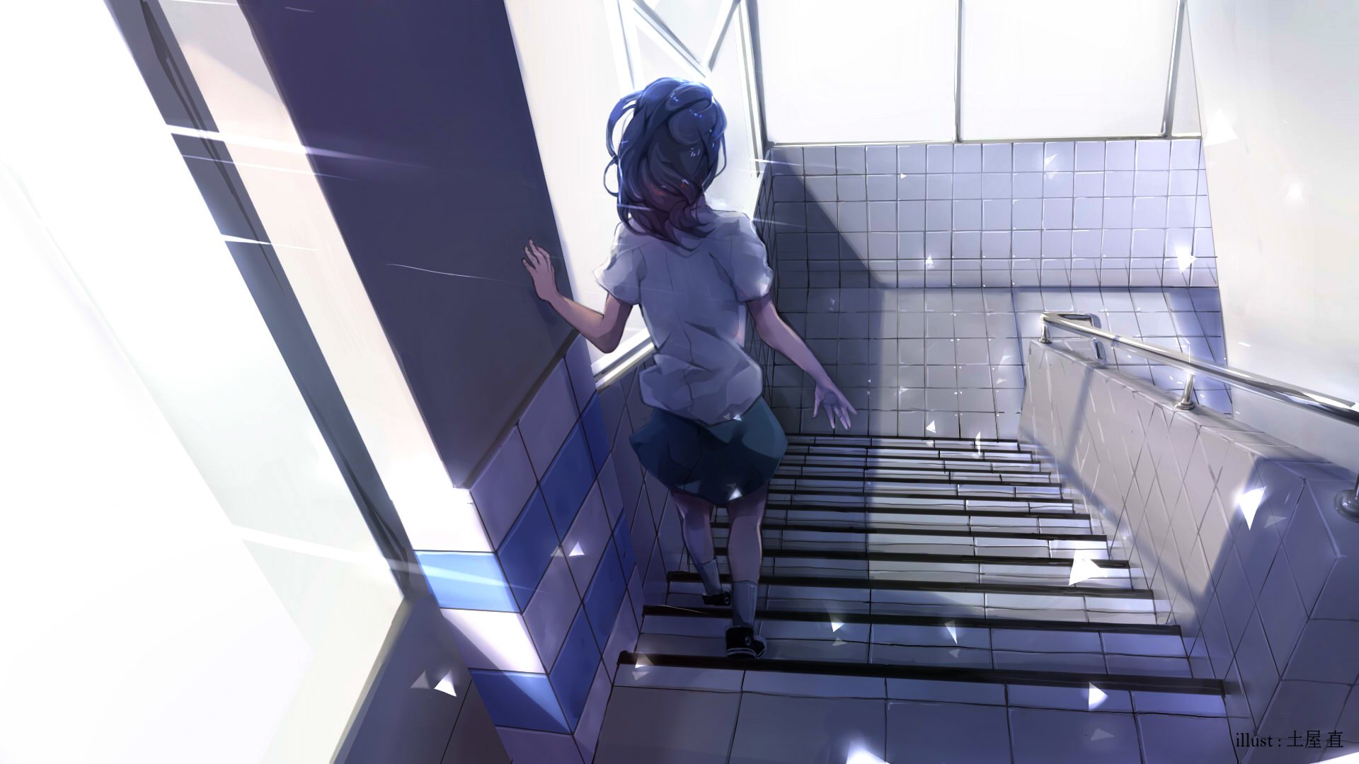 Serene Stairway - Original Anime HD Wallpaper by Lien-Tsu