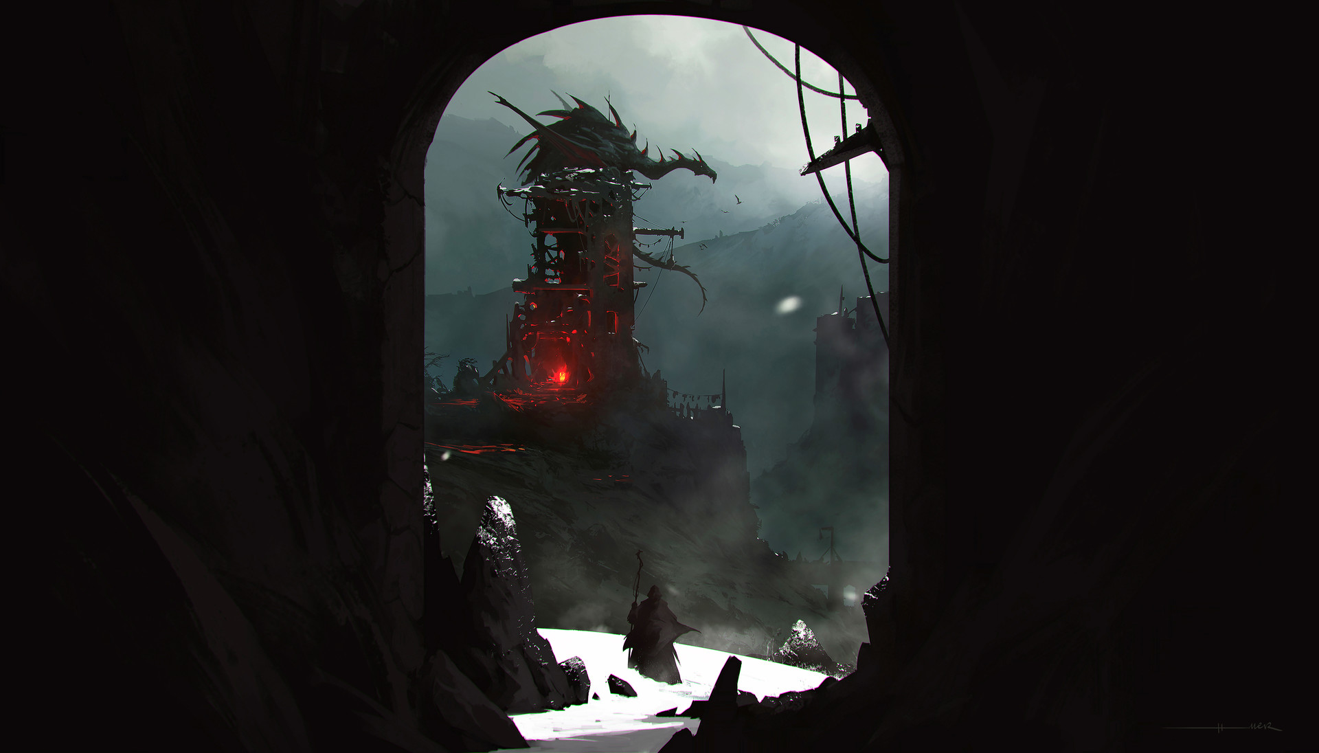 Epic Fantasy Dragon Lair HD Wallpaper by Ömer Tunç