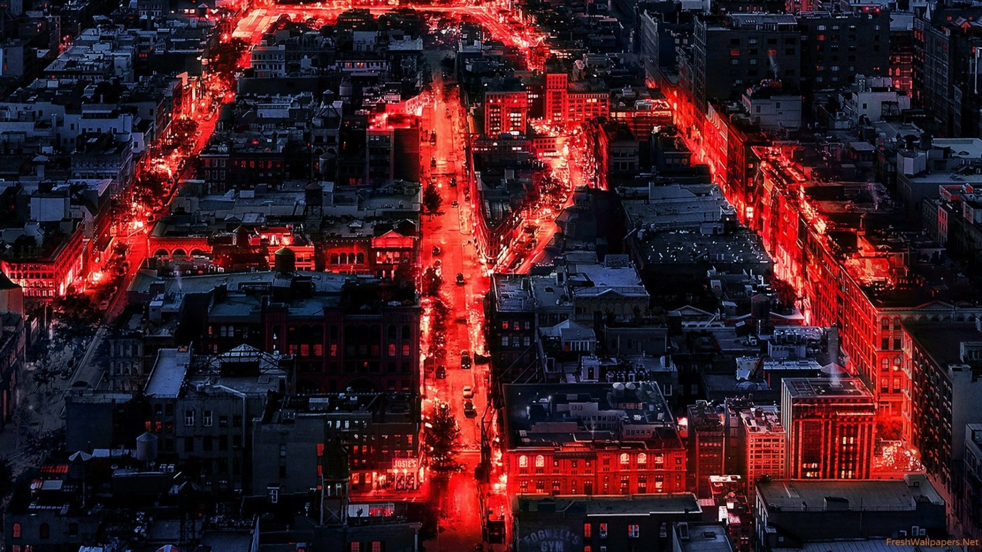 Daredevil TV Show HD Wallpaper – Dark City Streets Illuminated in Red