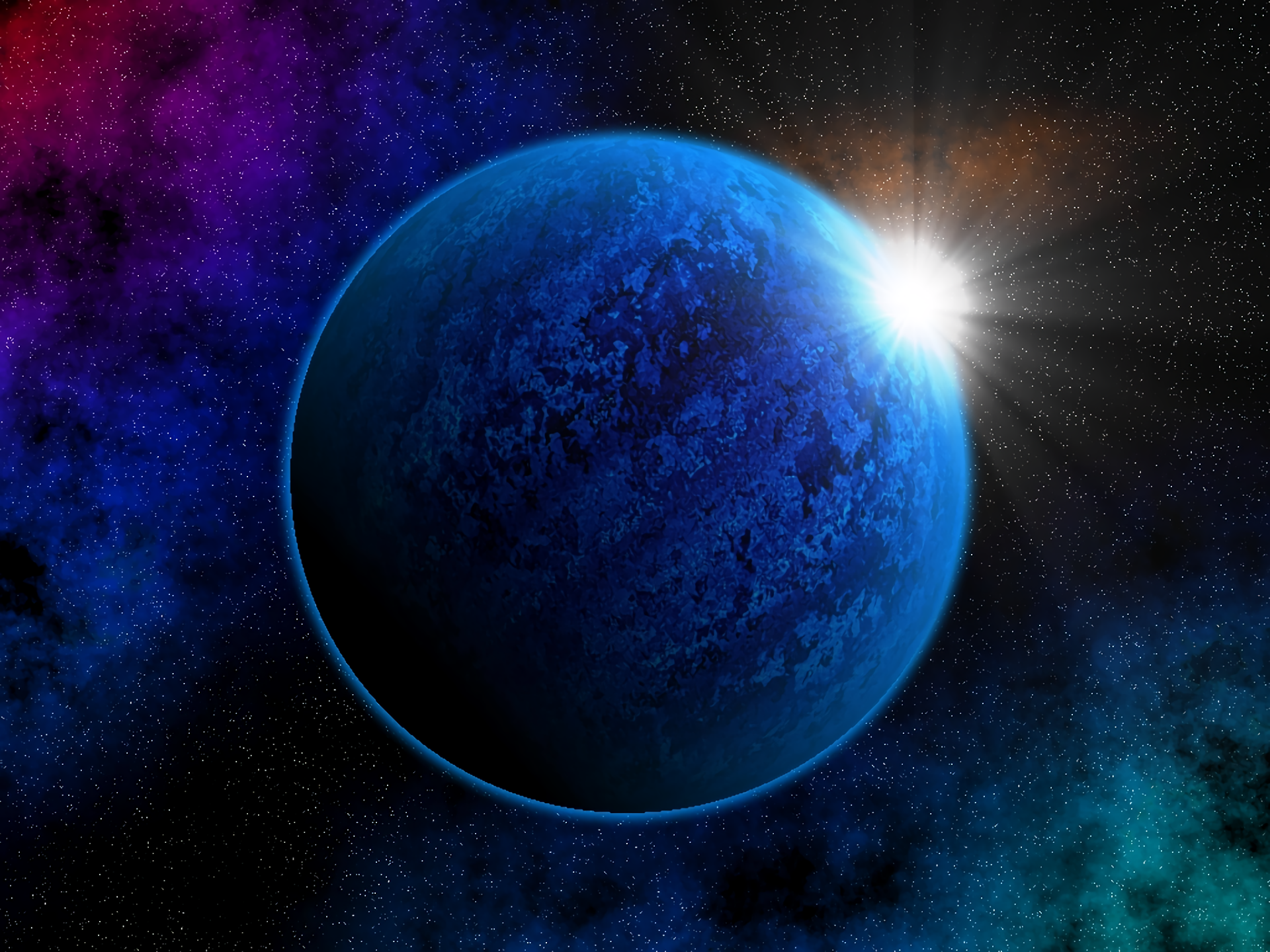 Azure Horizon — Sci‑Fi Planet HD Wallpaper