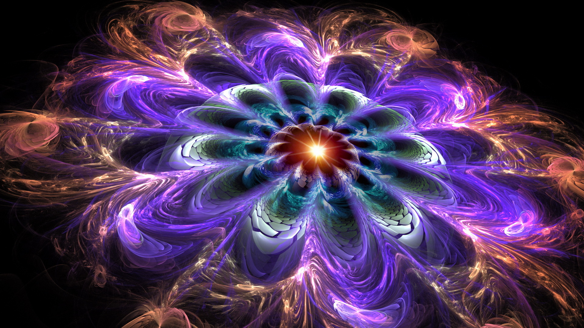 Vibrant Pink and Blue Fractal: HD Abstract Wallpaper