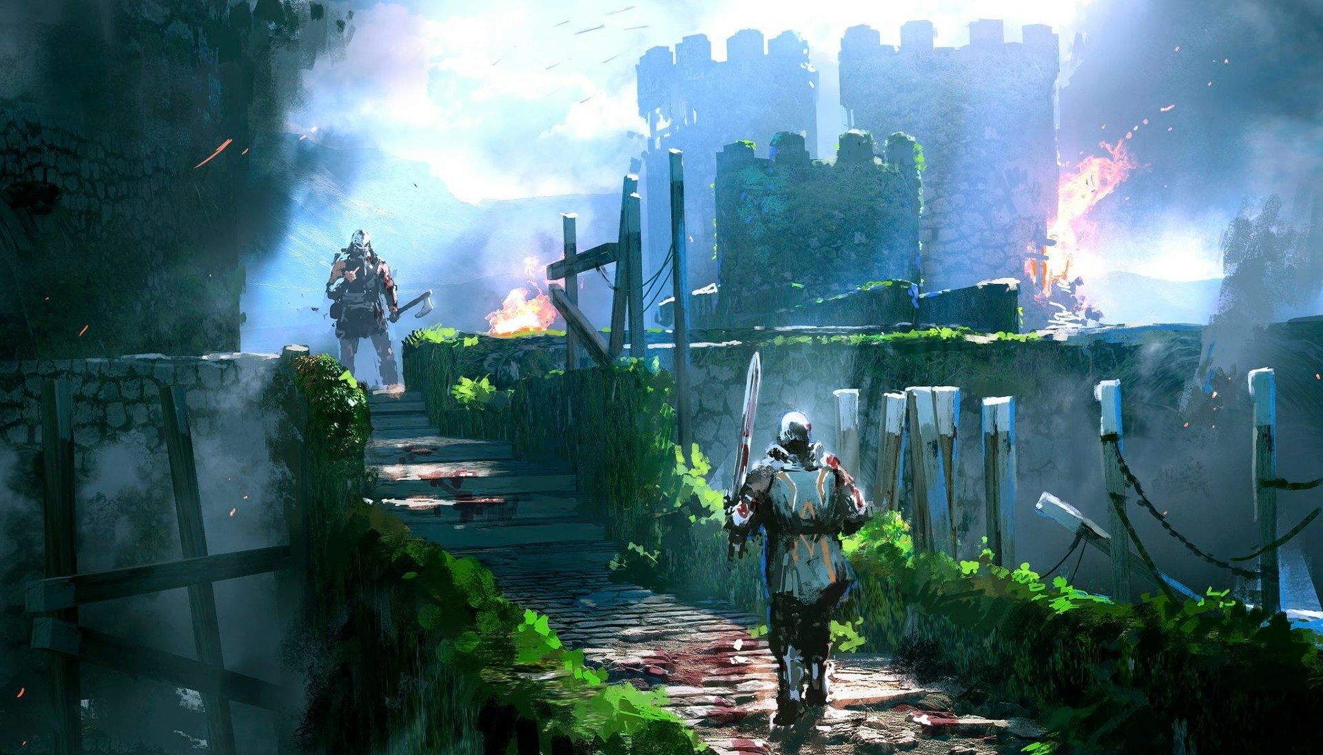 Epic Fantasy Knight: Battle-Ready Warrior in Armor with Sword HD ...