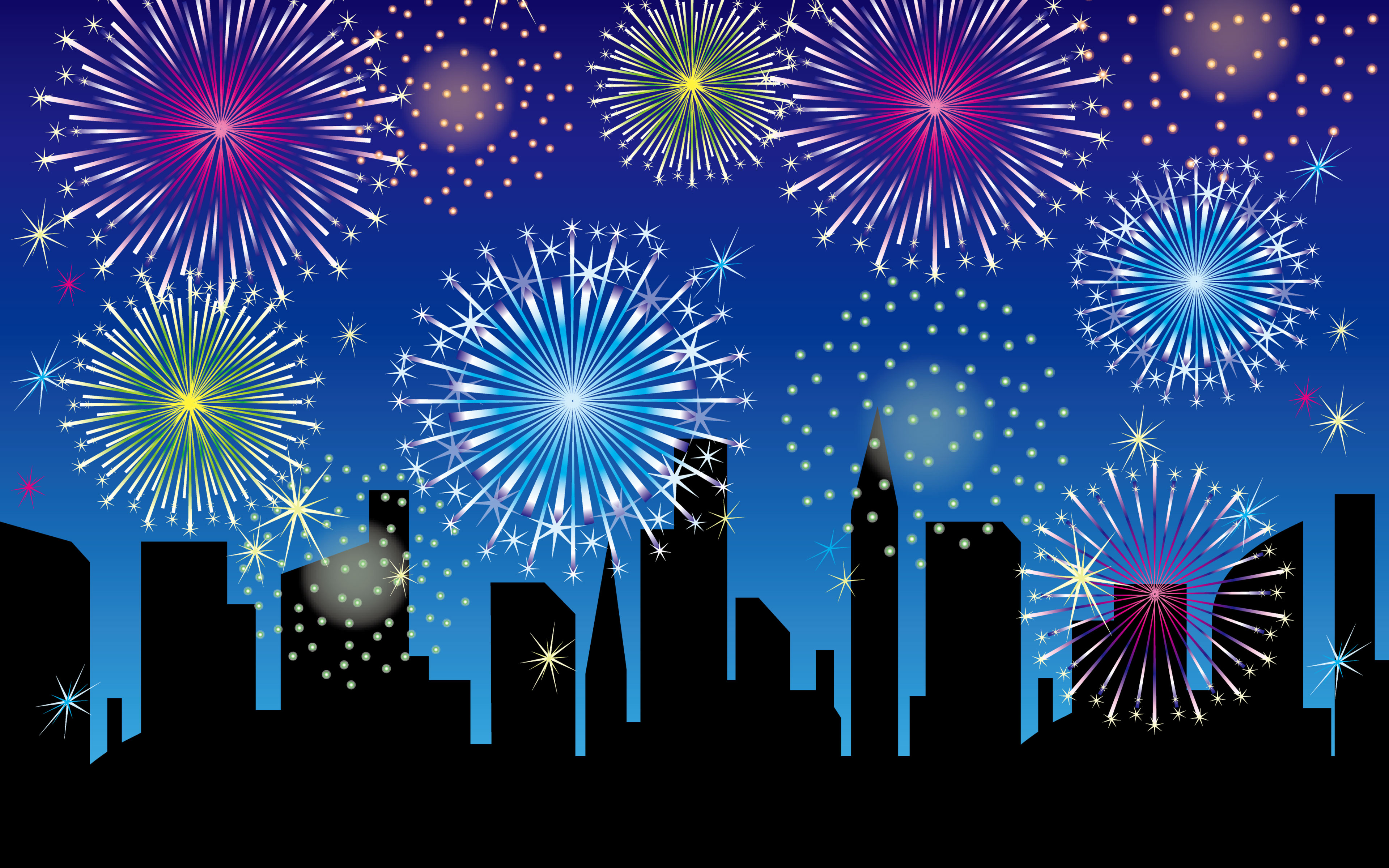 Download Fireworks City Artistic Vector 4k Ultra HD Wallpaper