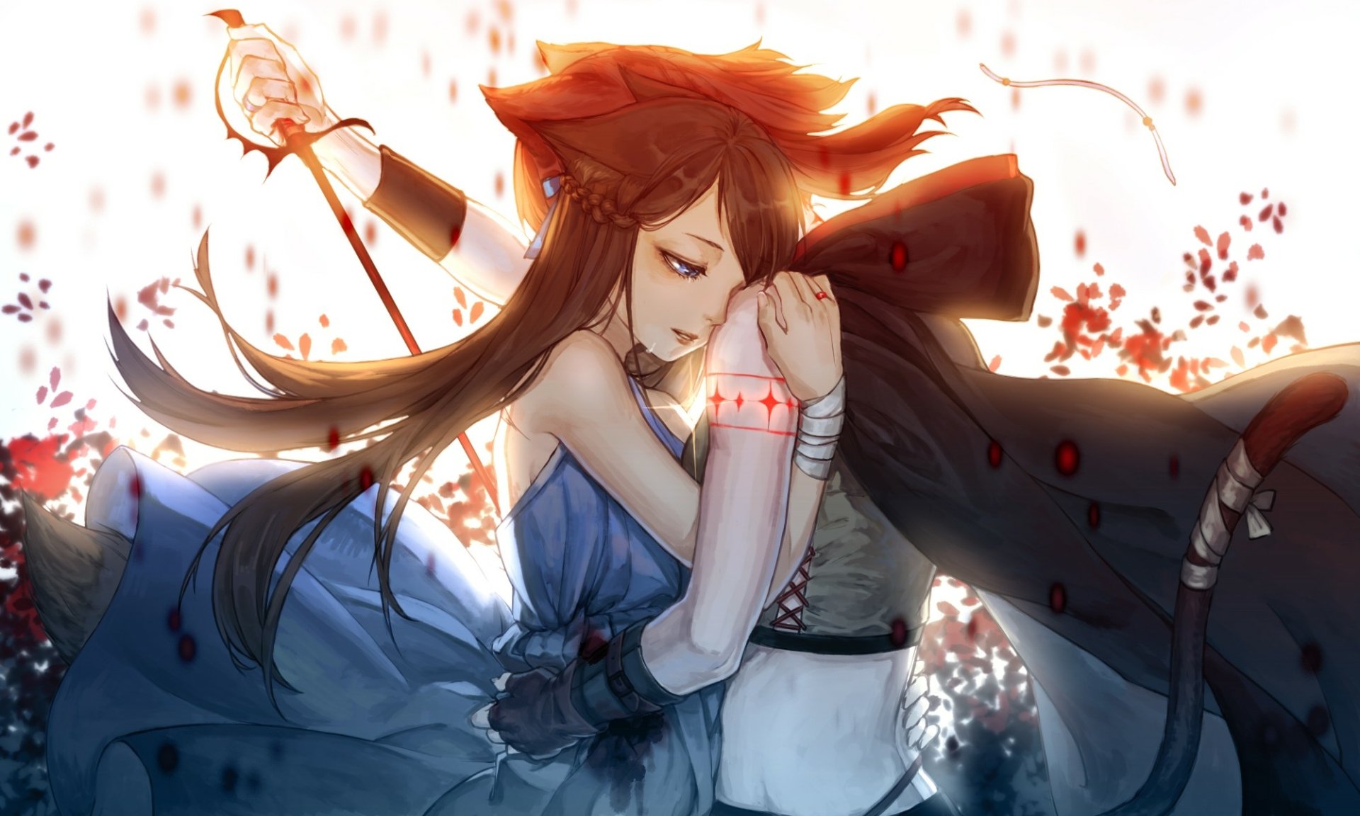 Anime Warrior with Blue Eyes and Tattooed Tail - HD Original Wallpaper ...