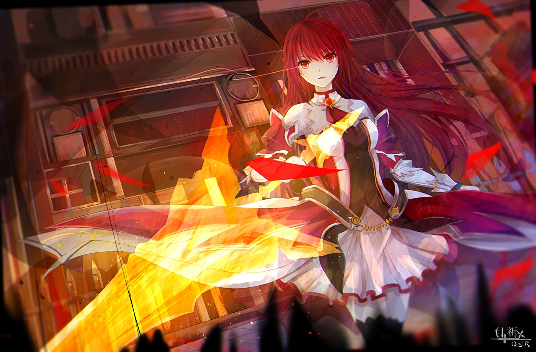 Download Red Eyes Redhead Long Hair Sword Video Game Elsword Wallpaper