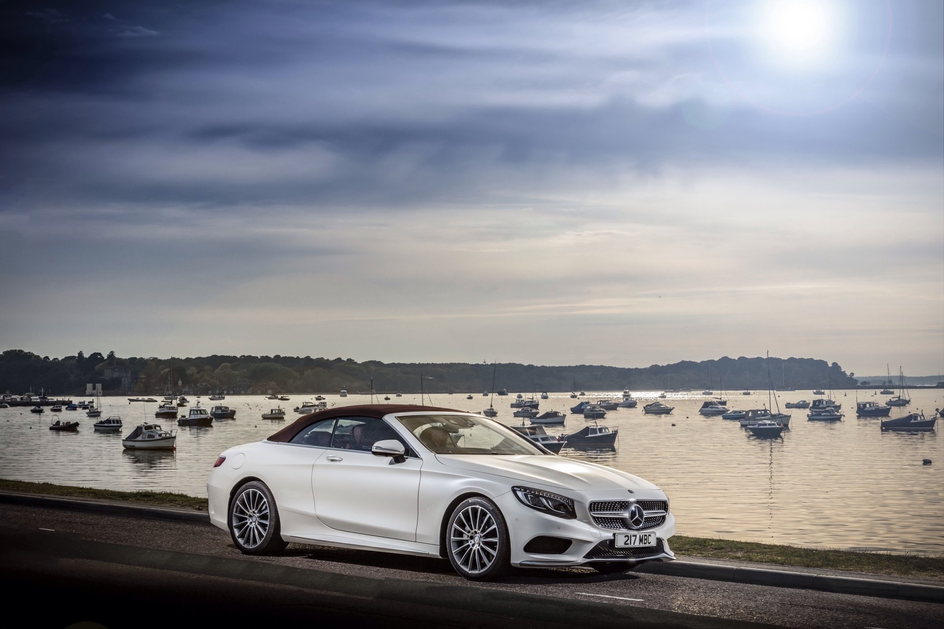Sleek White Mercedes-Benz S-Class by the Serene Harbor – 4K Ultra HD ...