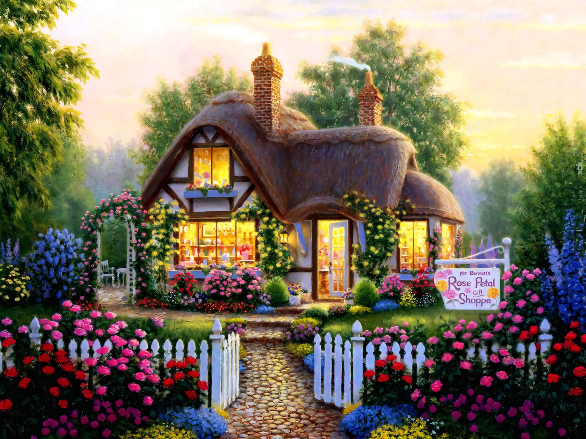 Charming Cottage in Bloom - HD Wallpaper by Richard Burns