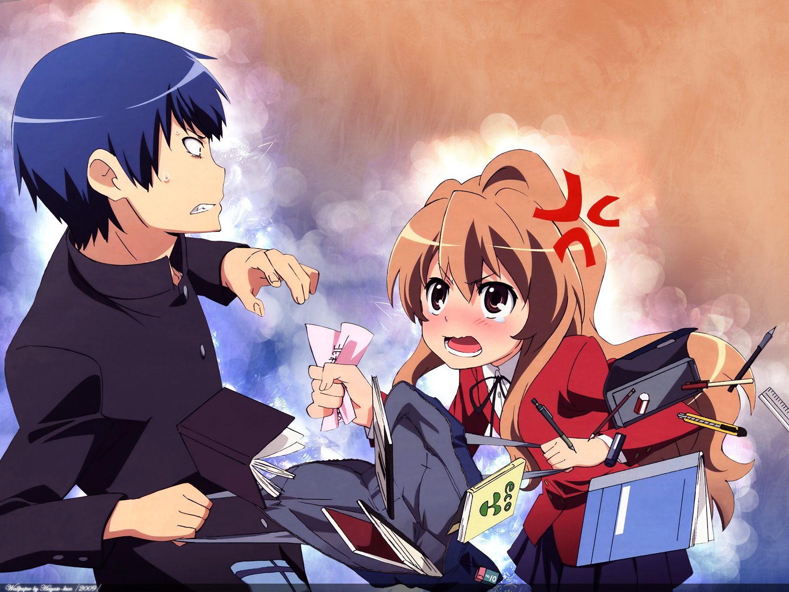 Toradora! HD Anime Wallpaper – Fiery Taiga & Ryuji Showdown