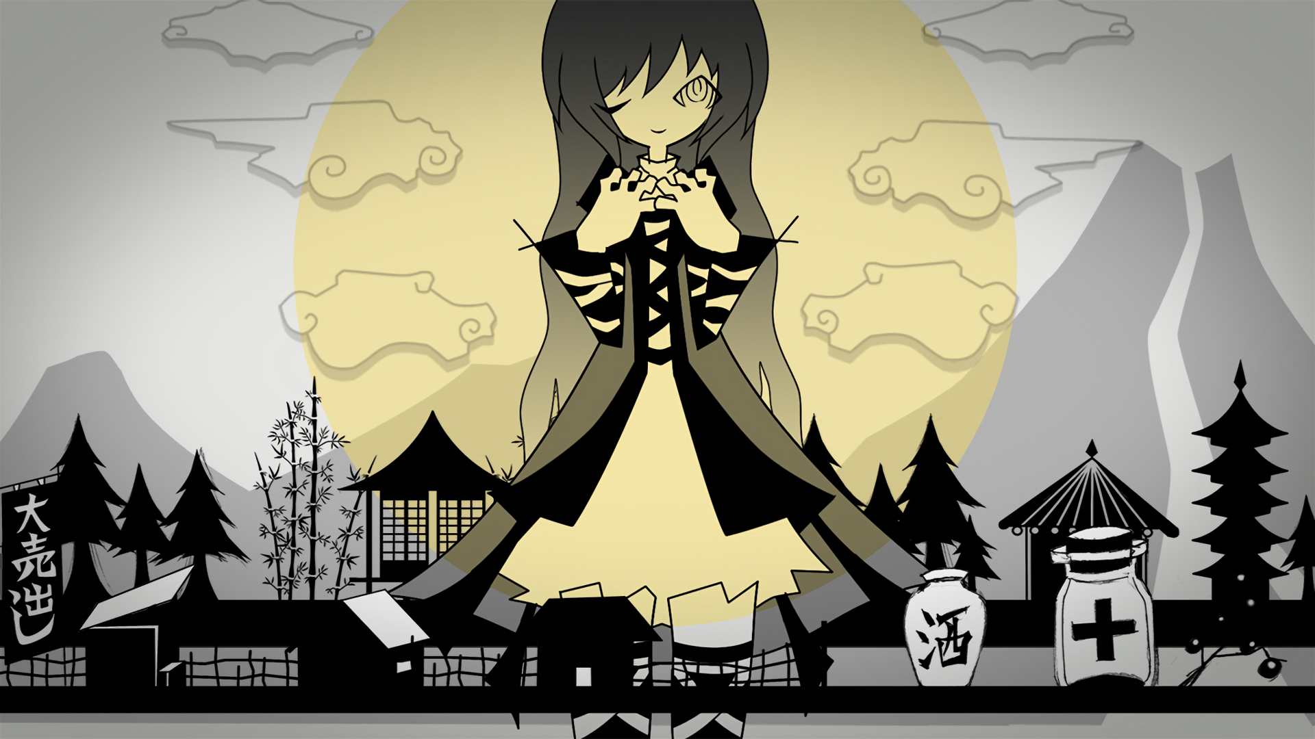 Monogatari Series HD Anime Wallpaper – Lunar Silhouette Scene