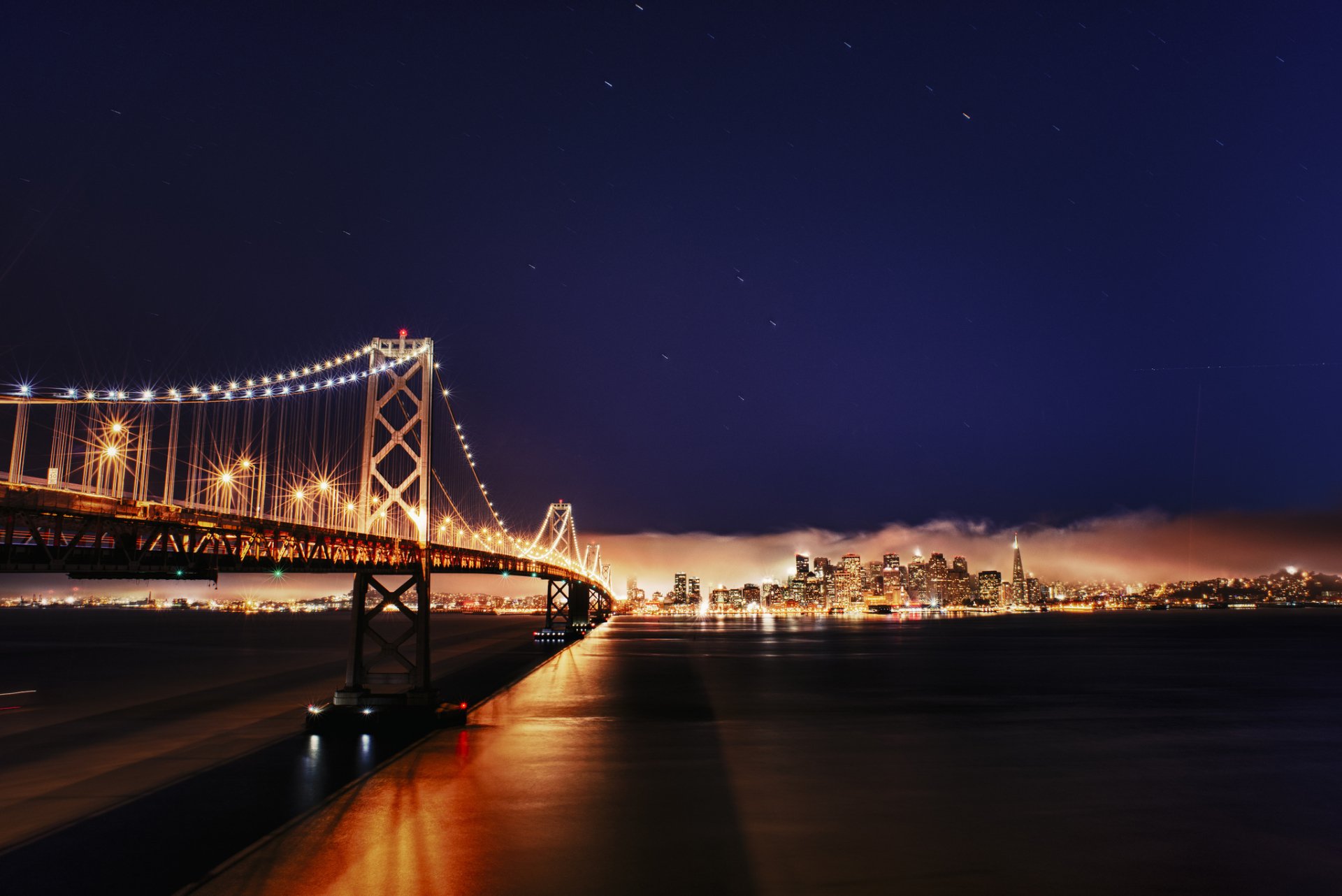Download City Light Night Bridge USA California San Francisco Man Made ...