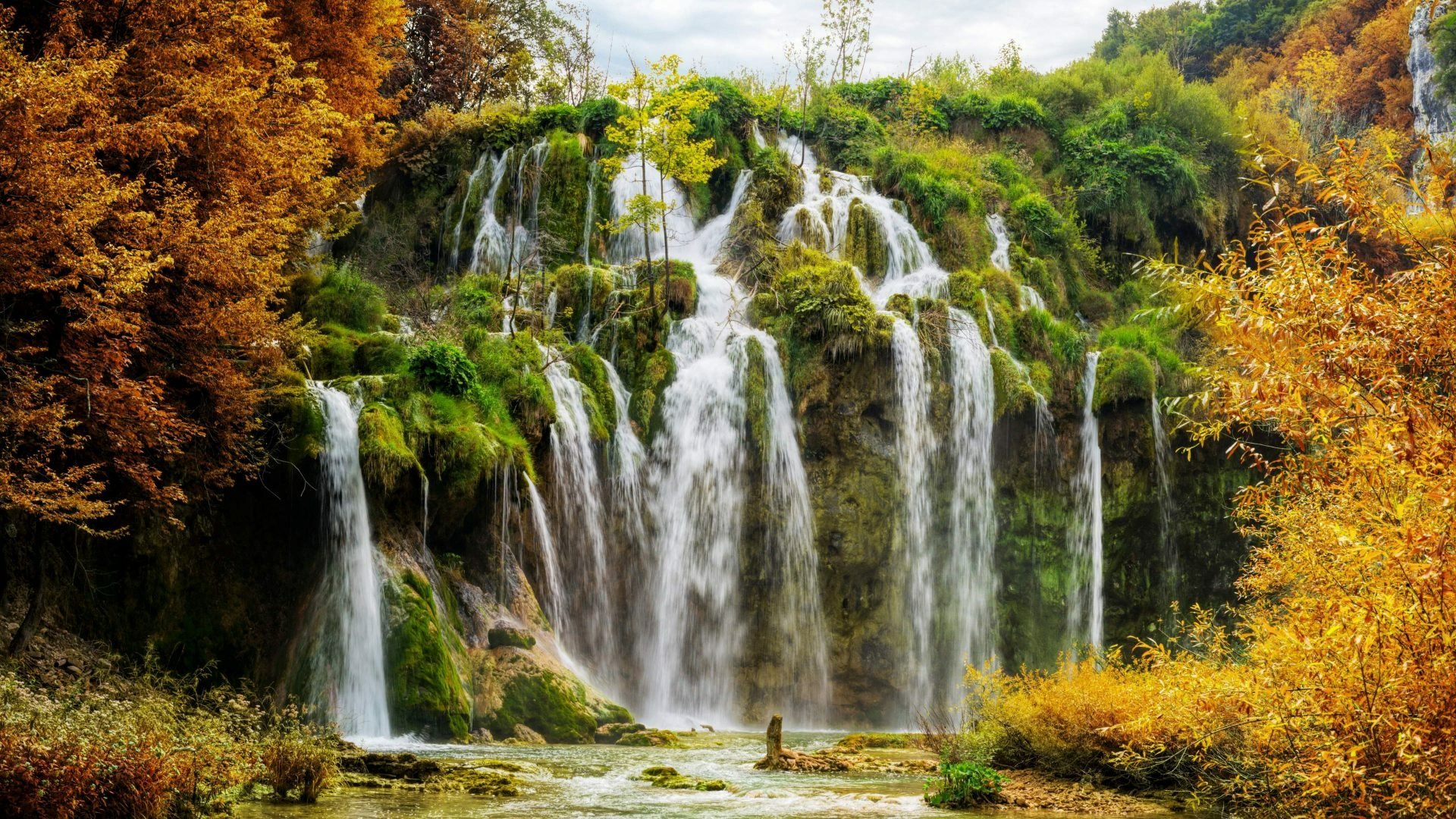 Download Fall Plitvice National Park Nature Waterfall HD Wallpaper