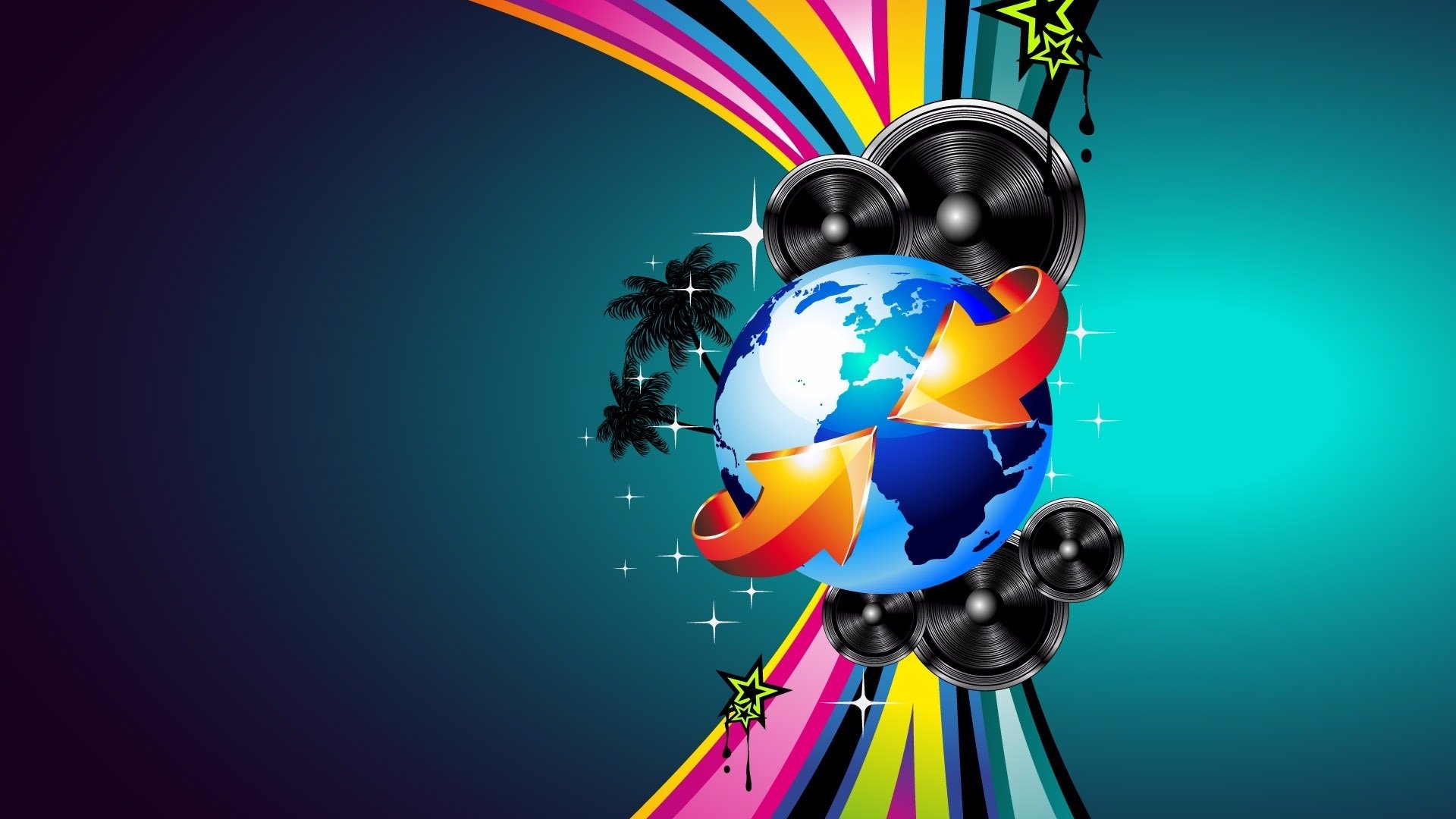 Download Palm Tree Music Colorful Abstract Vector HD Wallpaper