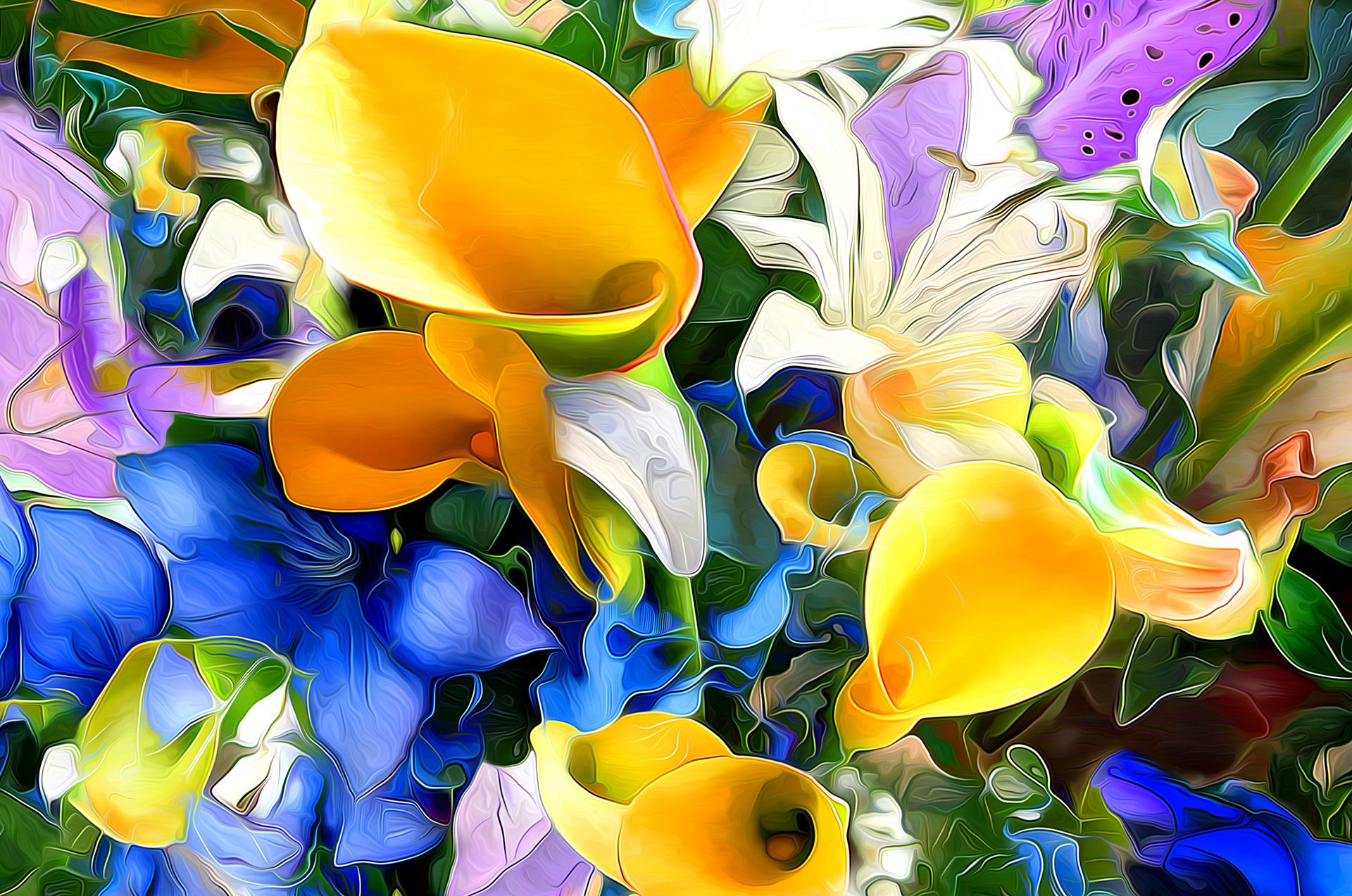 Download Nature Painting Colors Calla Lily Artistic Flower HD Wallpaper