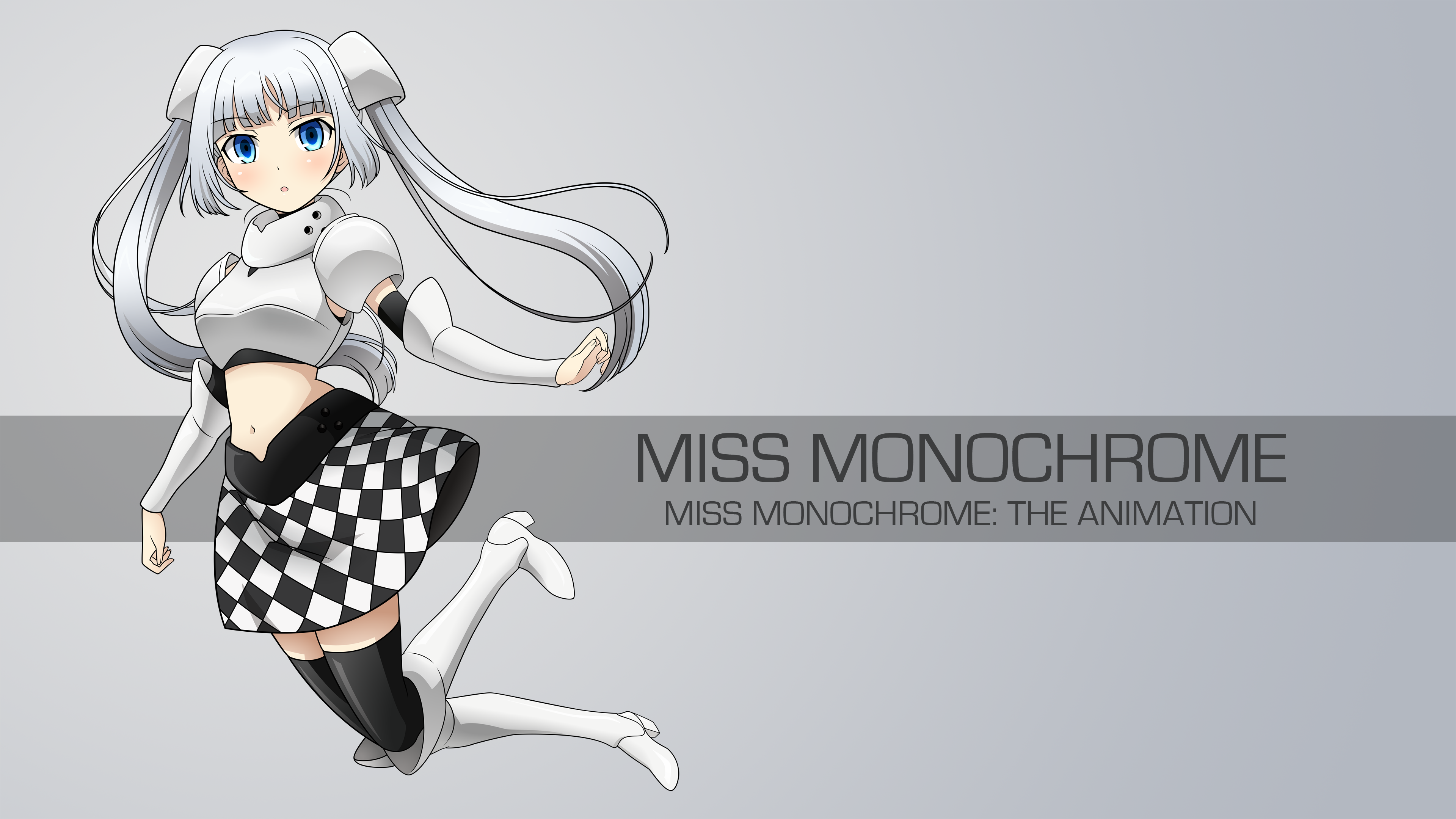 Miss Monochrome 4K Ultra HD Anime Wallpaper – Sleek Monochrome Charm