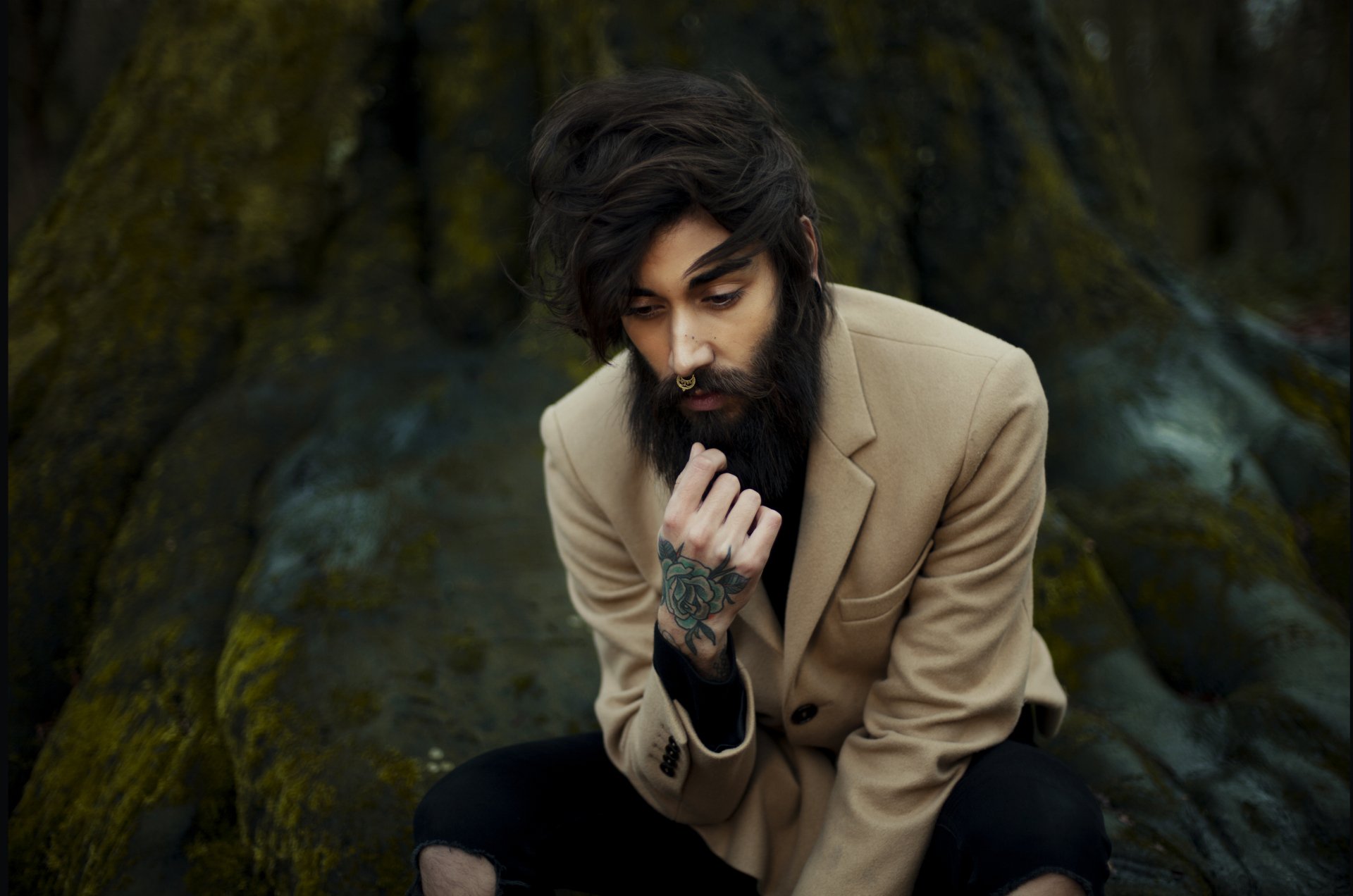 Download Tattoo Beard Man Model 4k Ultra HD Wallpaper
