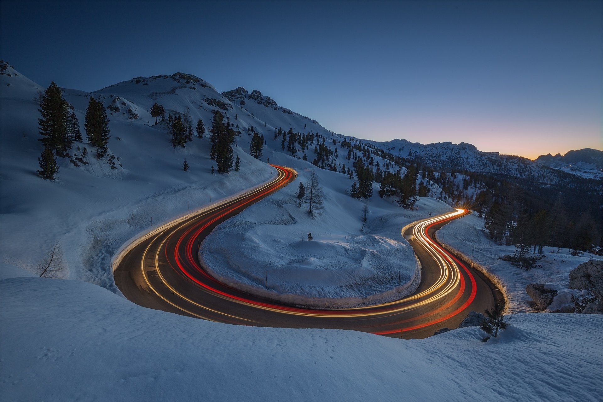 Download Road Landscape Snow Winter Photography Time Lapse HD Wallpaper