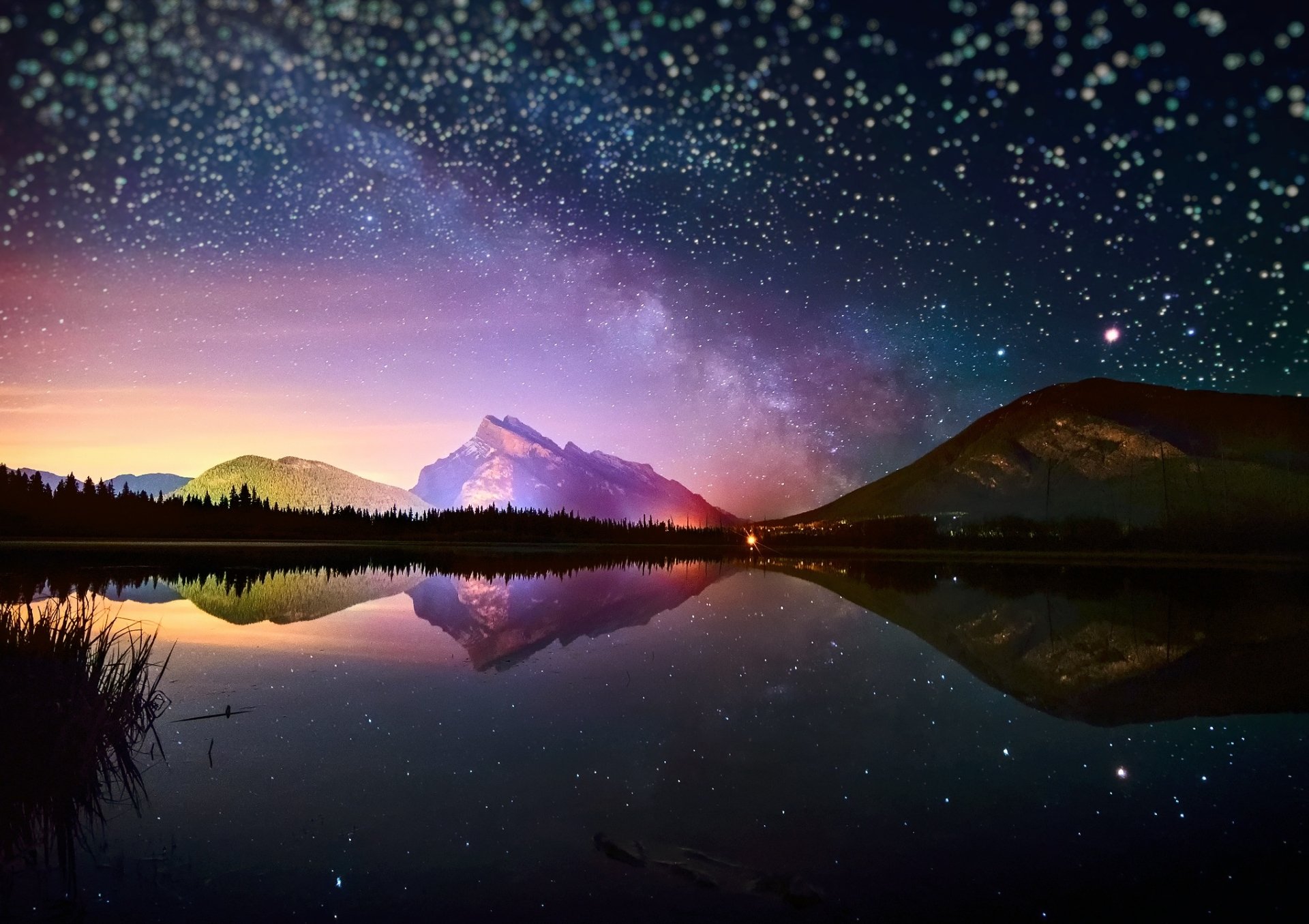 Starry Mountain Night - HD Wallpaper