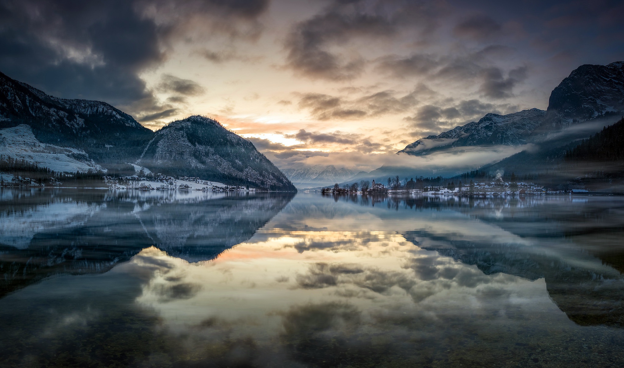 Download Winter Mountain Lake Photography Reflection HD Wallpaper