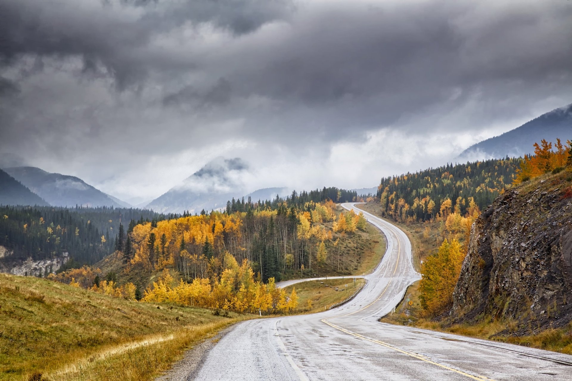 Download Cloud Forest Fall Nature Landscape Man Made Road HD Wallpaper ...