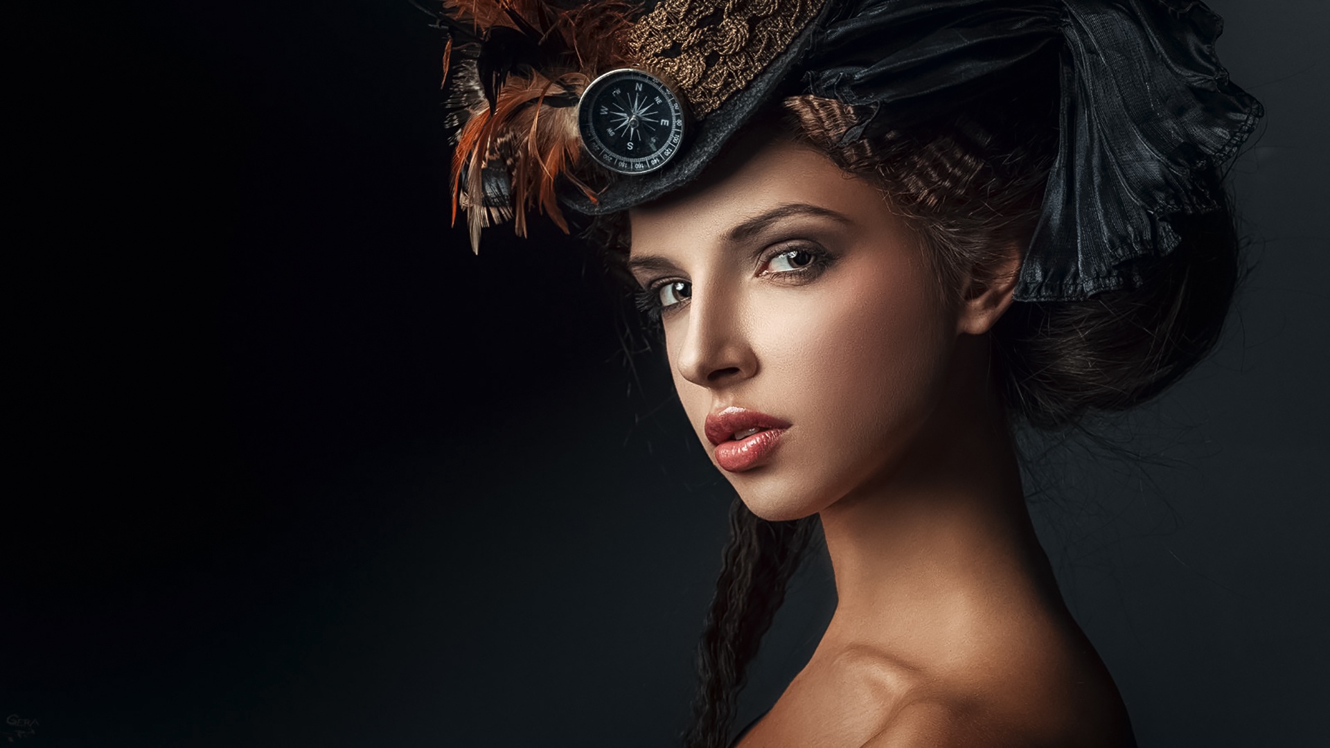 Download Brown Eyes Hat Model Woman Face HD Wallpaper