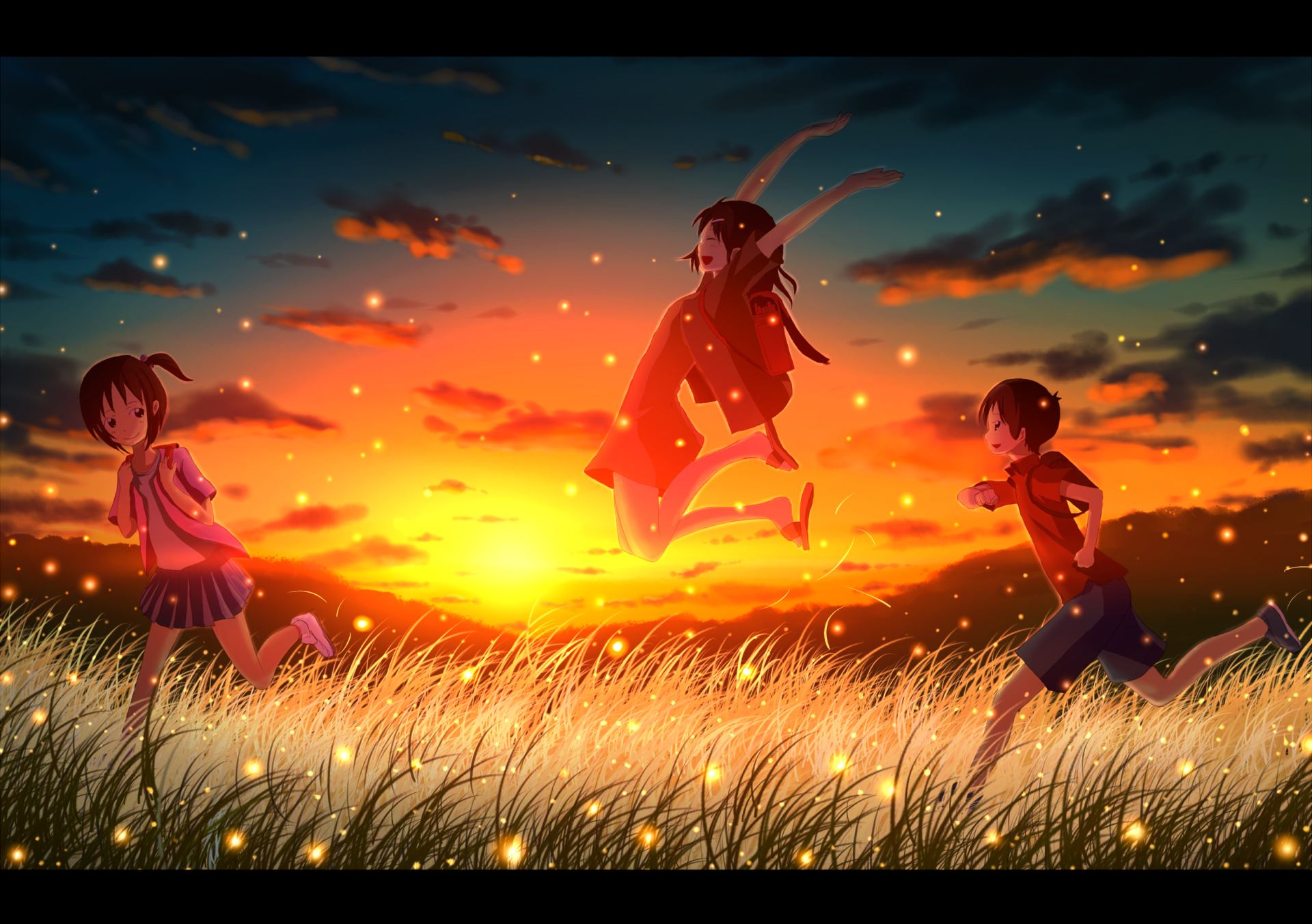 Original Anime HD Wallpaper — Golden Sunset Leap | 2480x1748 ...