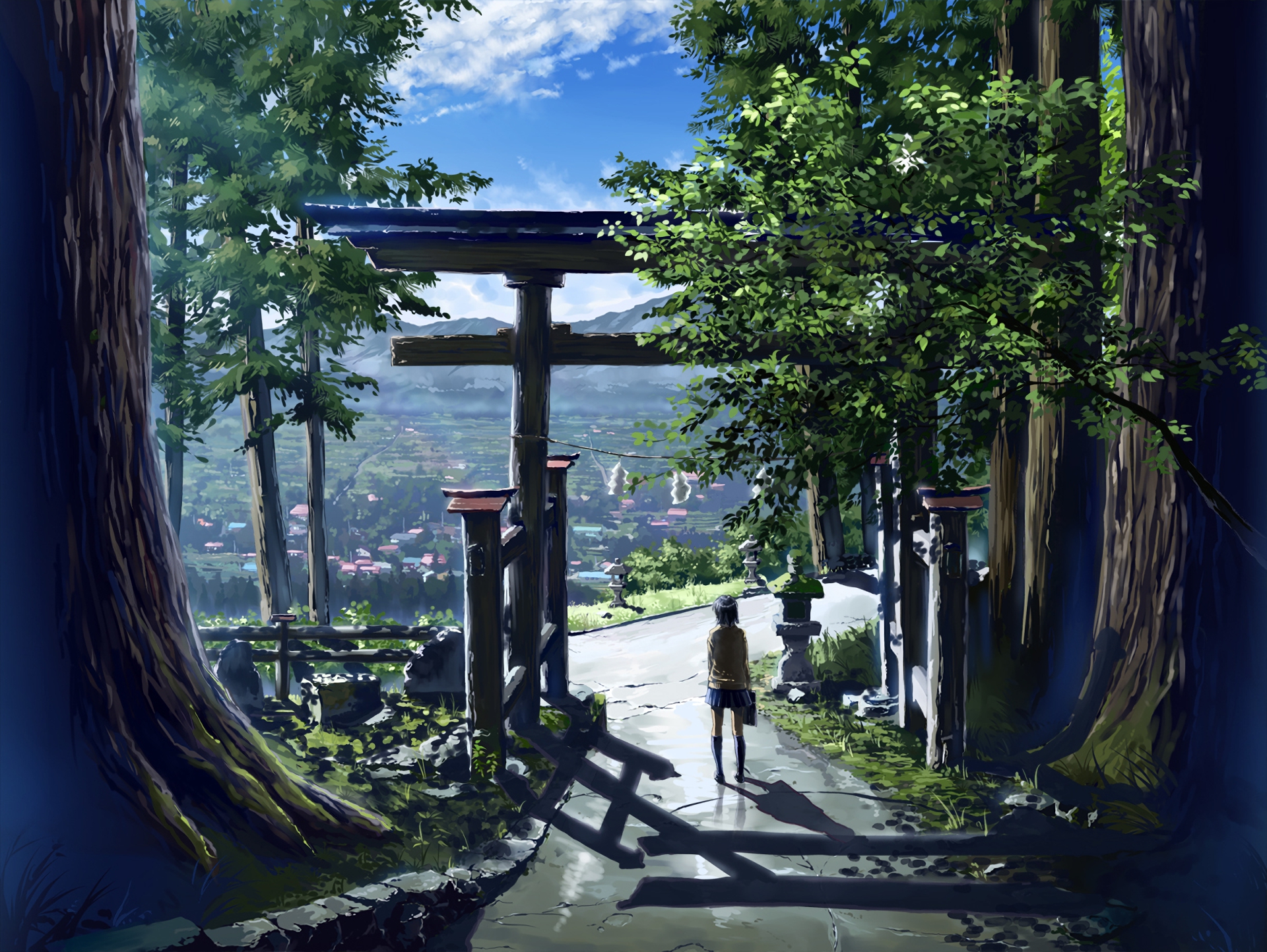 Serene Pathway: An Original HD Anime Wallpaper by BoCuden