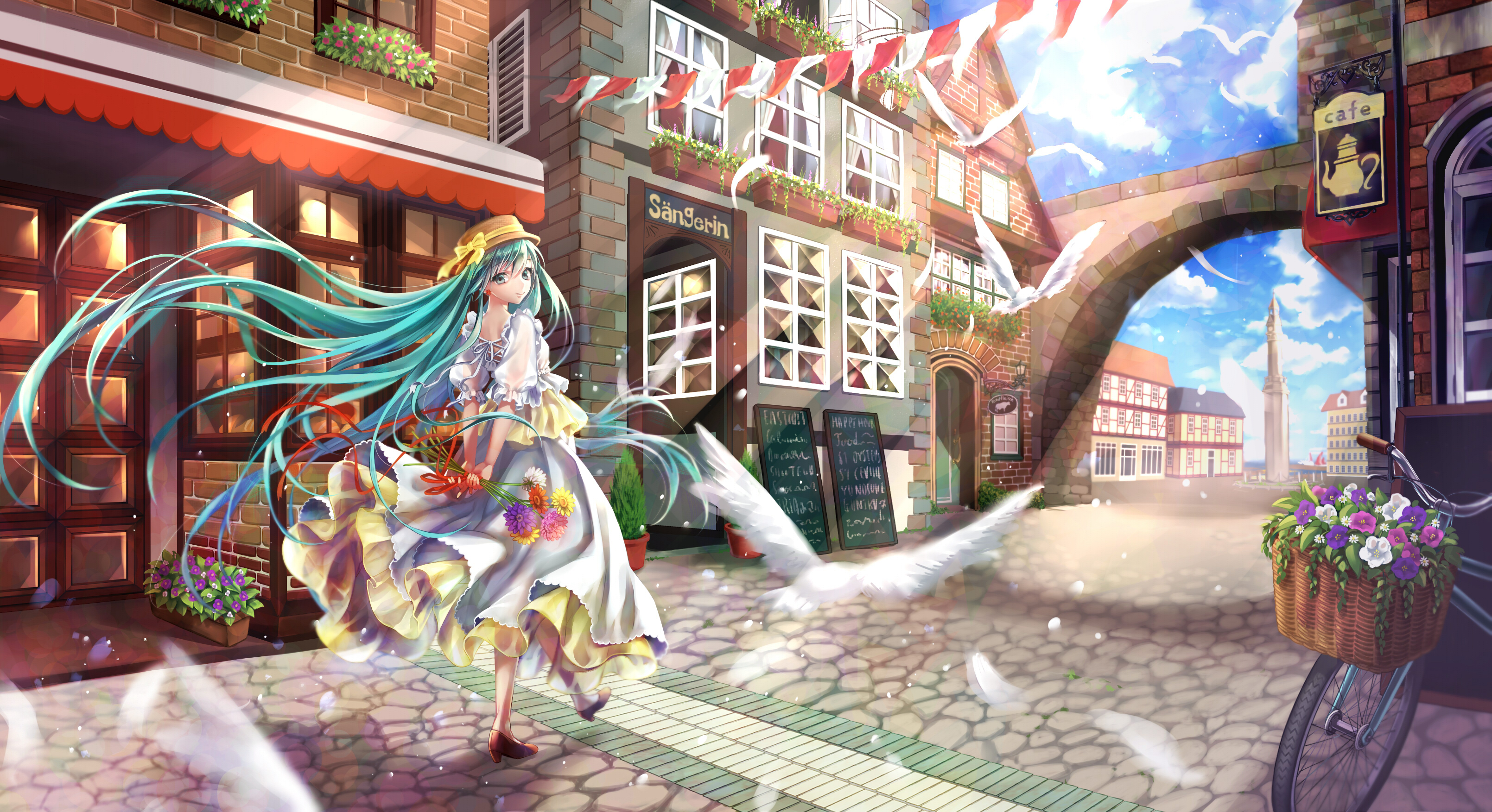 Hatsune Miku HD Wallpaper – Vibrant Anime Vocaloid Street Scene