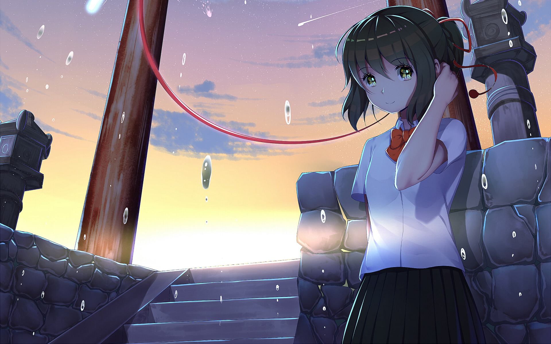 Your Name. HD Wallpaper: Mitsuha Miyamizu Anime Sunset Scene